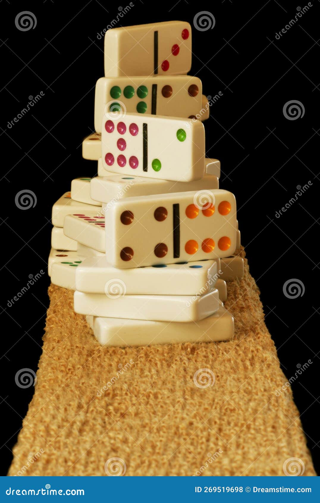 See a Stack of Dominoes on a Mat Isolated with Room for Text on the Mat ...