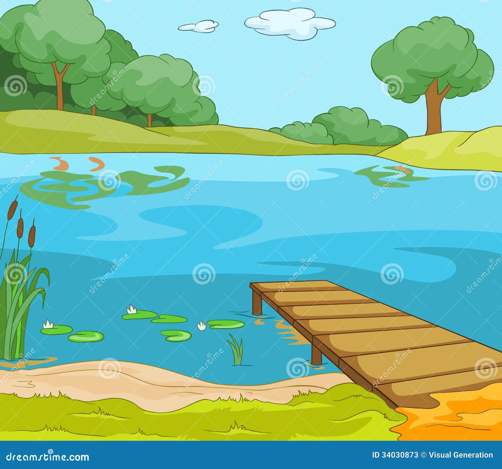 See-Ufer vektor abbildung. Illustration von frühling - 34030873