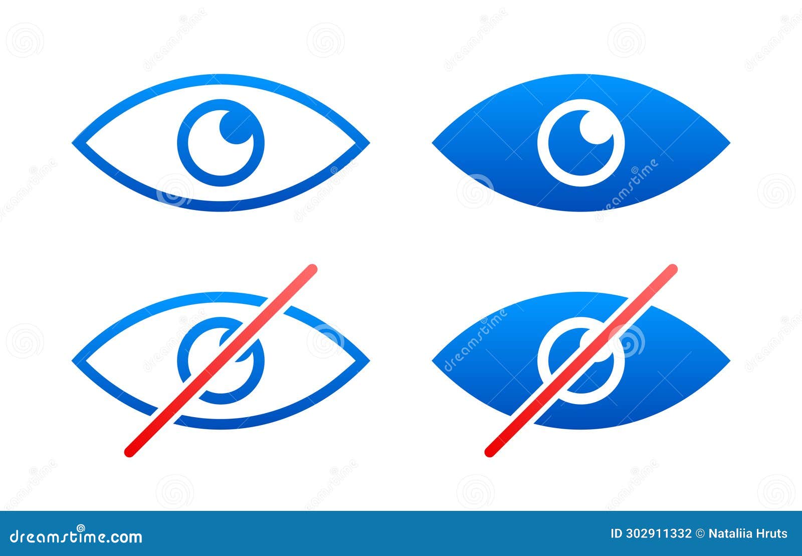 See And Unsee Eyes Icon Set. Hide And Unhide Symbol. Sensitive Content ...