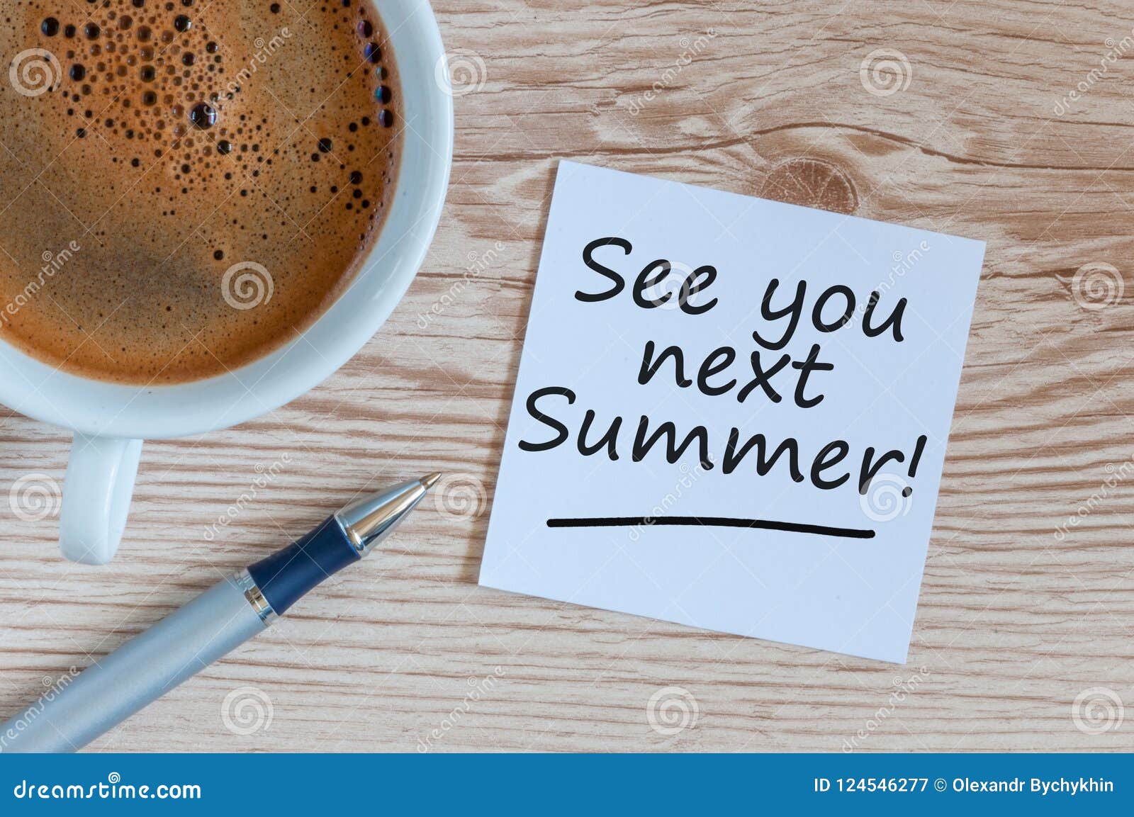 See You Next Summer Written on a Note at the Table with Morning Coffee ...