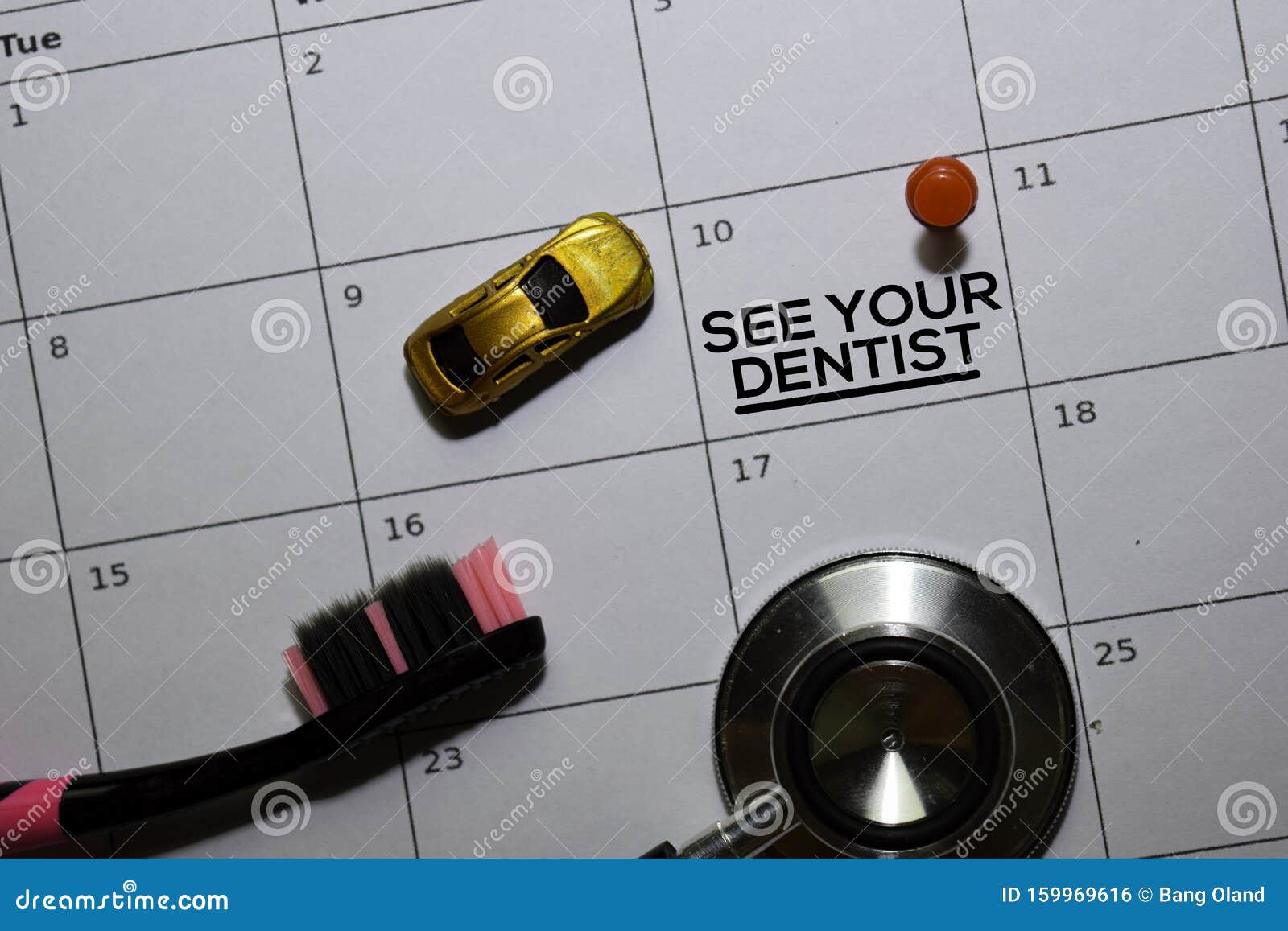 See Your Dentist Text on White Calendar Background. Reminder or ...