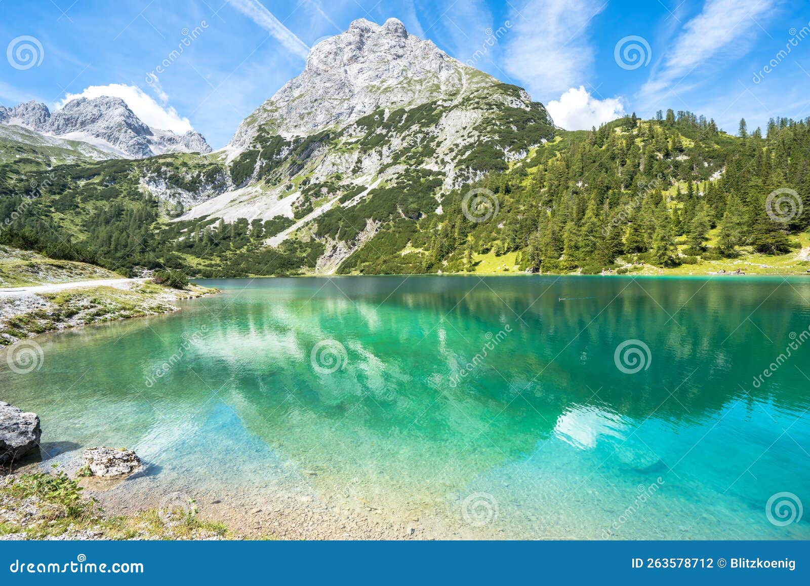 Seebensee lake, Austria stock photo. Image of happiness - 263578712