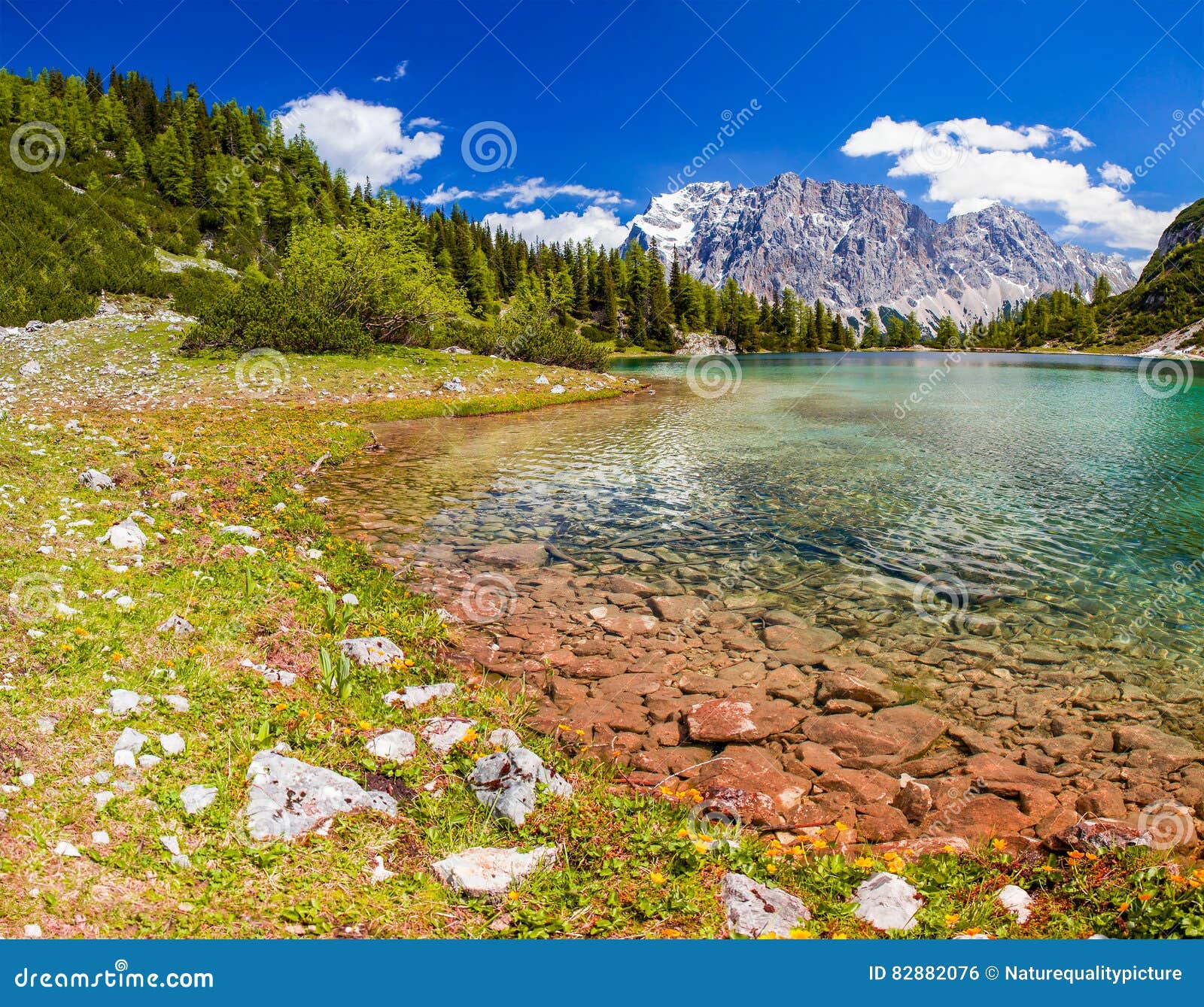Seebensee panorama stock photo. Image of edge, still - 82882076