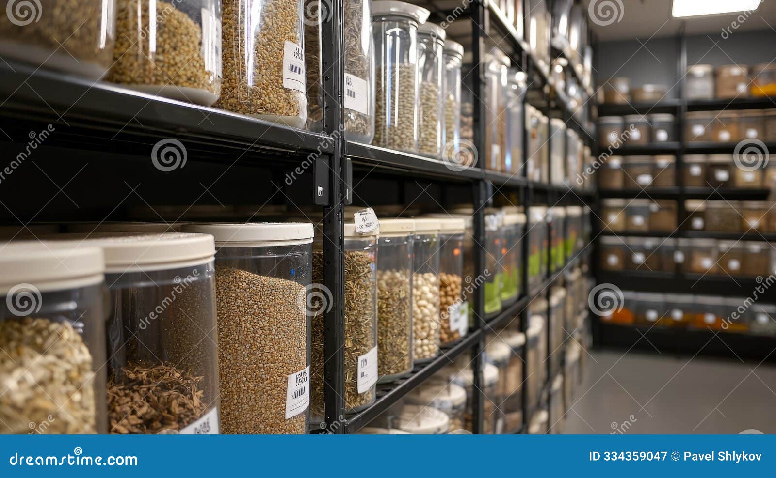 Seed Bank Shelves in Storage Stock Image - Image of product, nuts ...