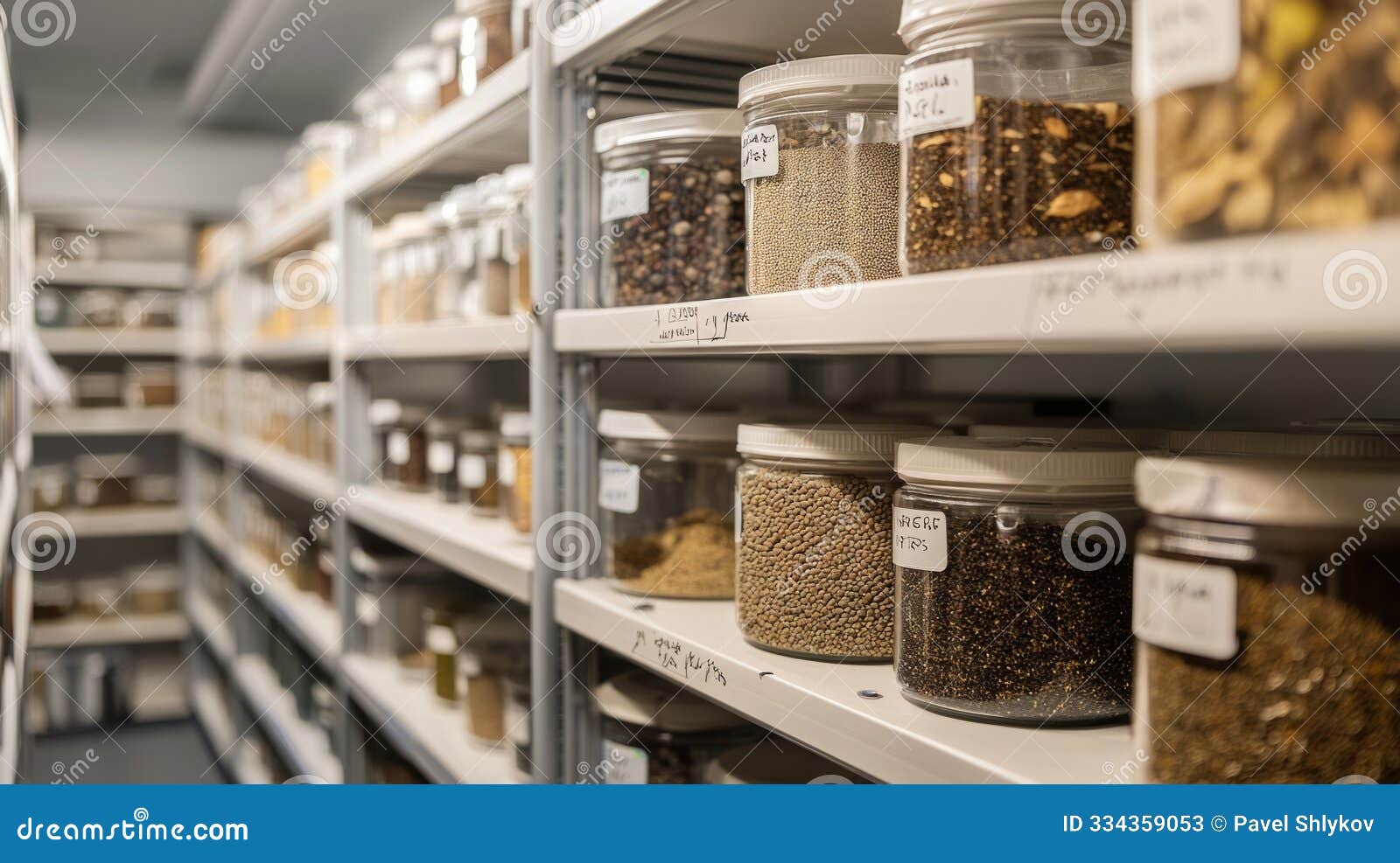 Seed Bank Shelves in Storage Stock Image - Image of background, food ...