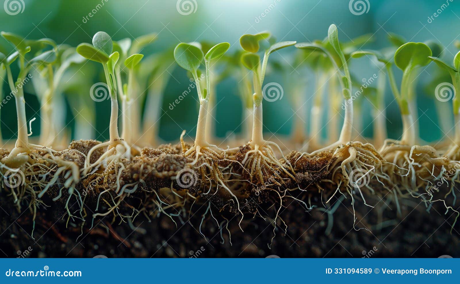 Seed Germination, Roots in Soil Section, Ample Text Space, Background ...