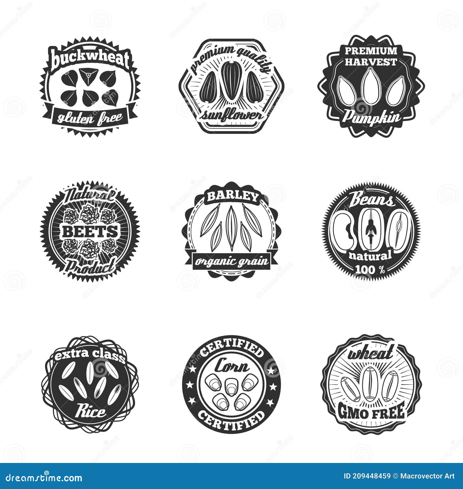 Seed Label Set stock vector. Illustration of food, peas - 209448459