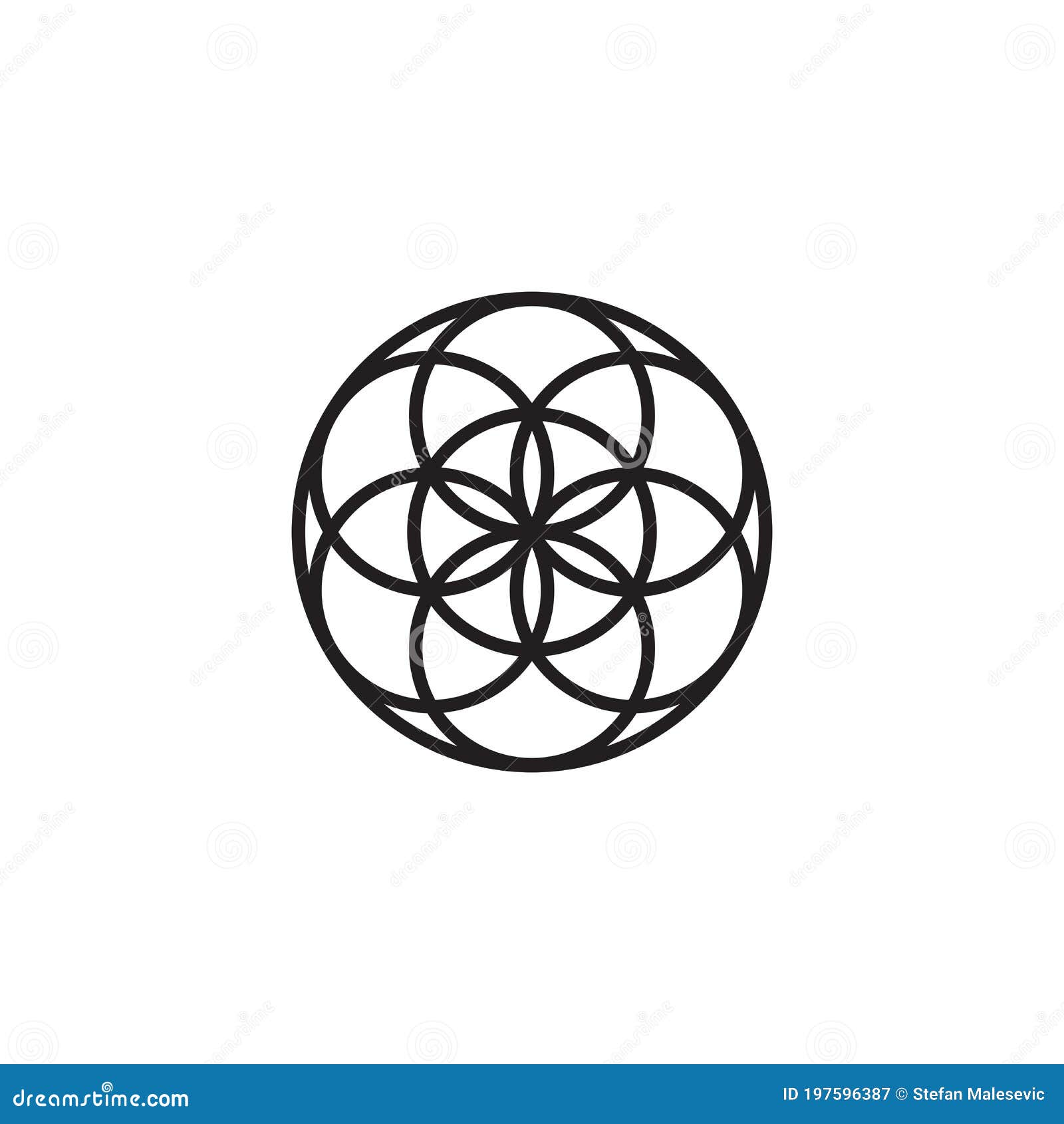 Seed of life symbol stock vector. Illustration of black - 197596387