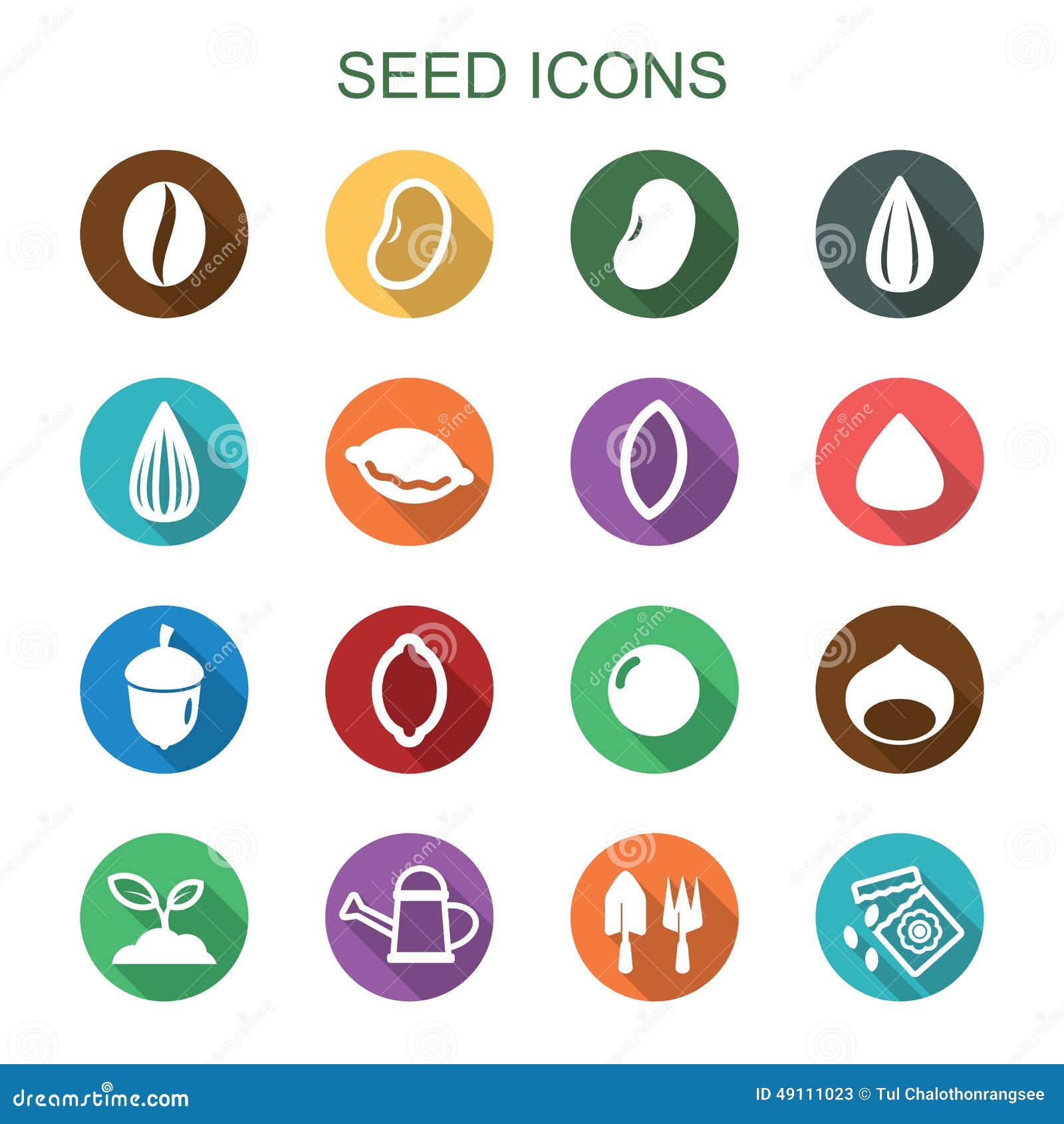 Seed long shadow icons stock vector. Illustration of natural - 49111023