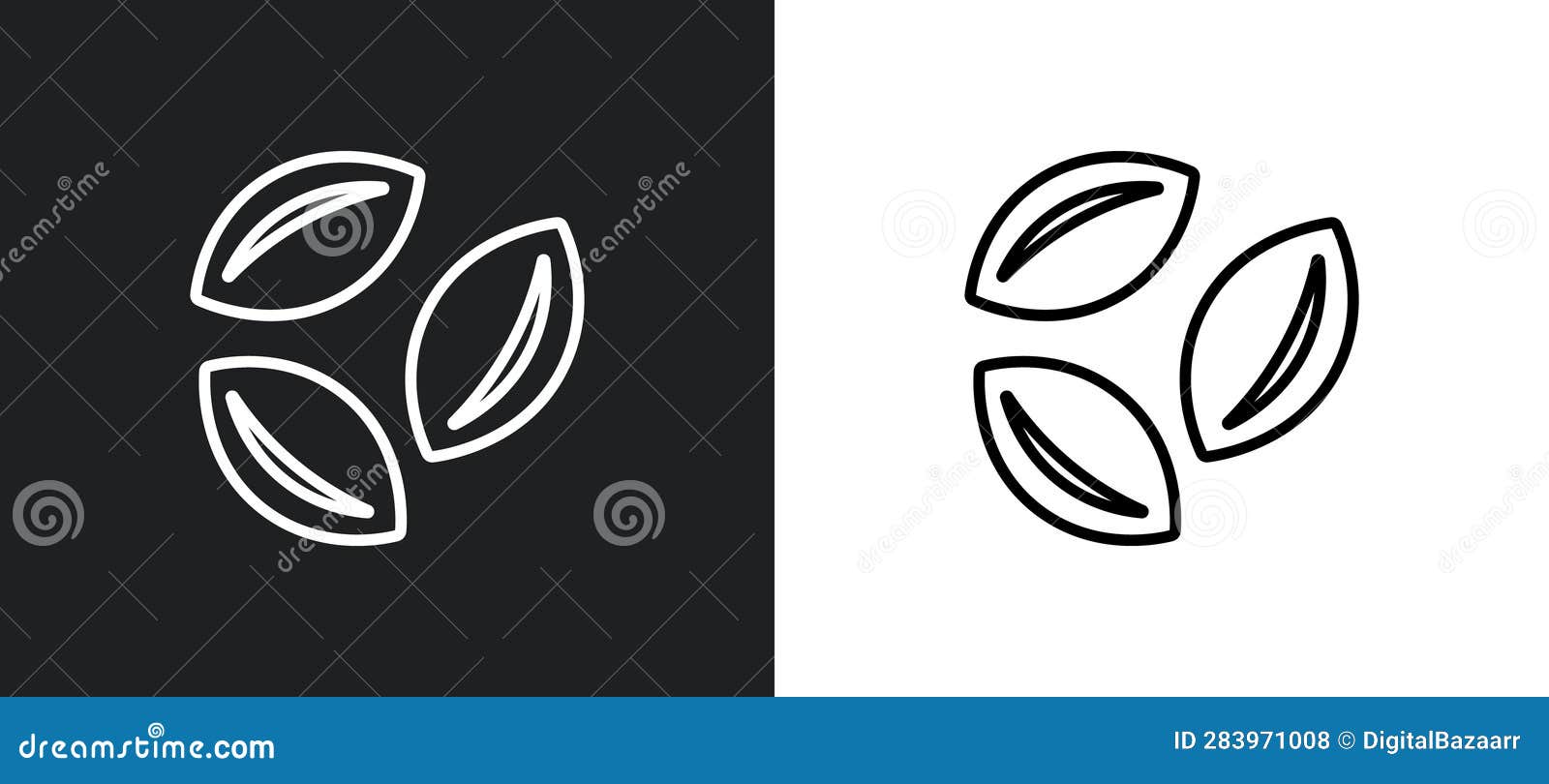 Seed Outline Icon in White and Black Colors. Seed Flat Vector Icon from ...