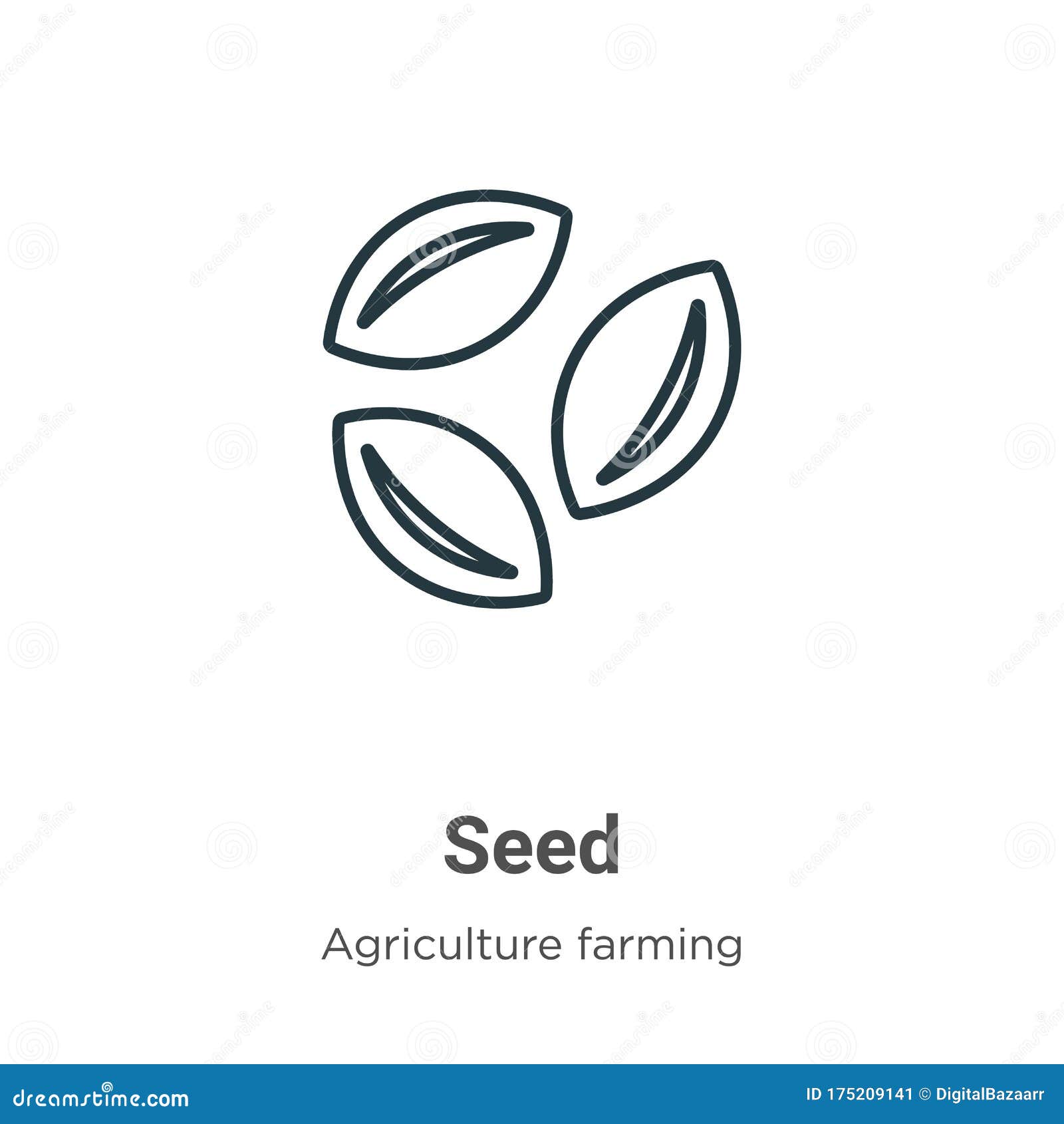 Seed Outline Vector Icon. Thin Line Black Seed Icon, Flat Vector Simple ...