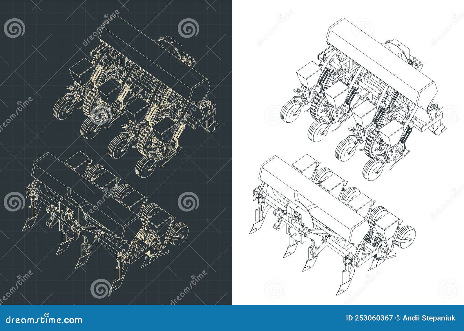 Seed Planter Isometric Blueprints Cartoon Vector | CartoonDealer.com ...