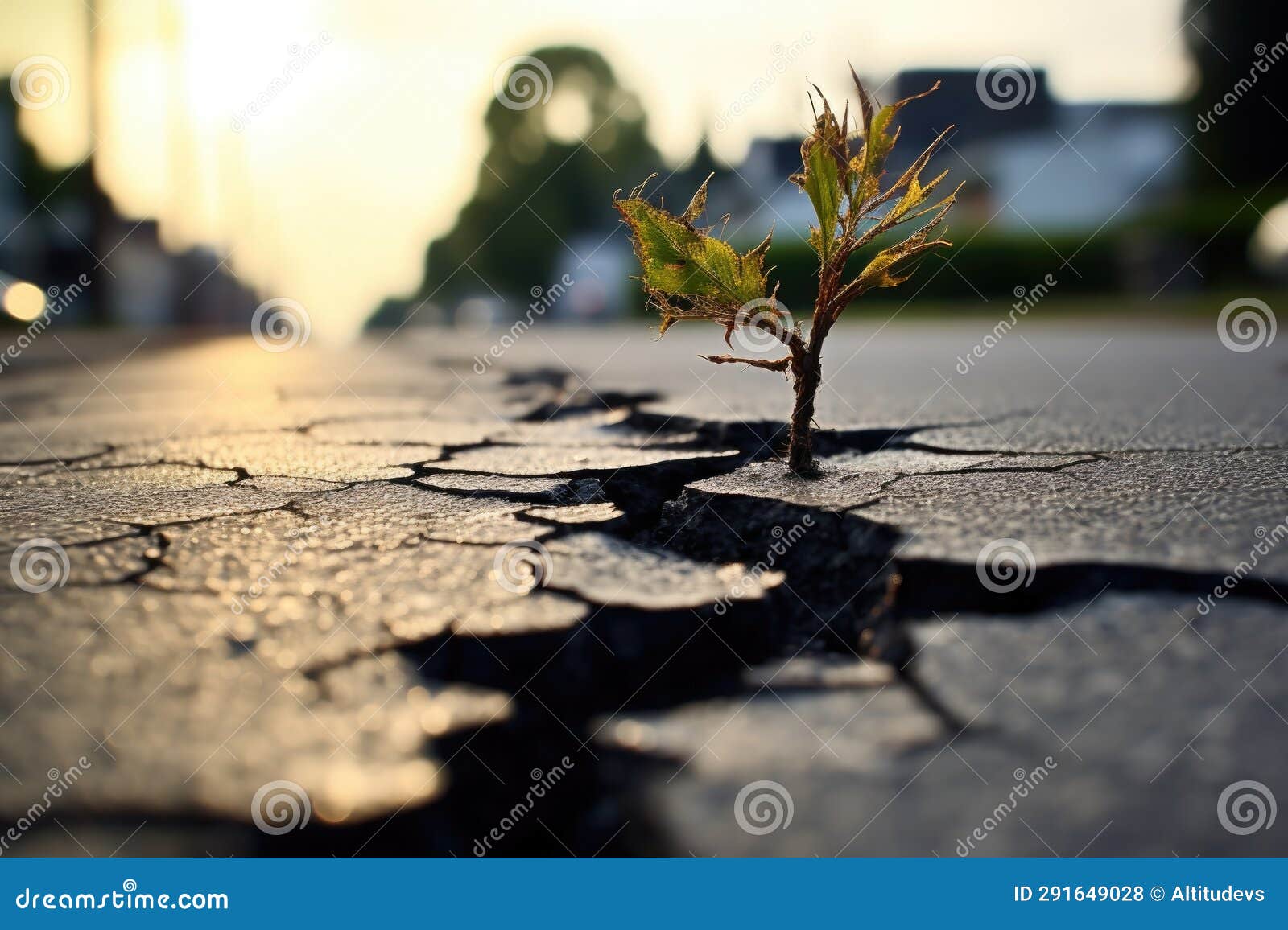 A Seed Sprouting in Asphalt Cracks Stock Photo - Image of growth ...
