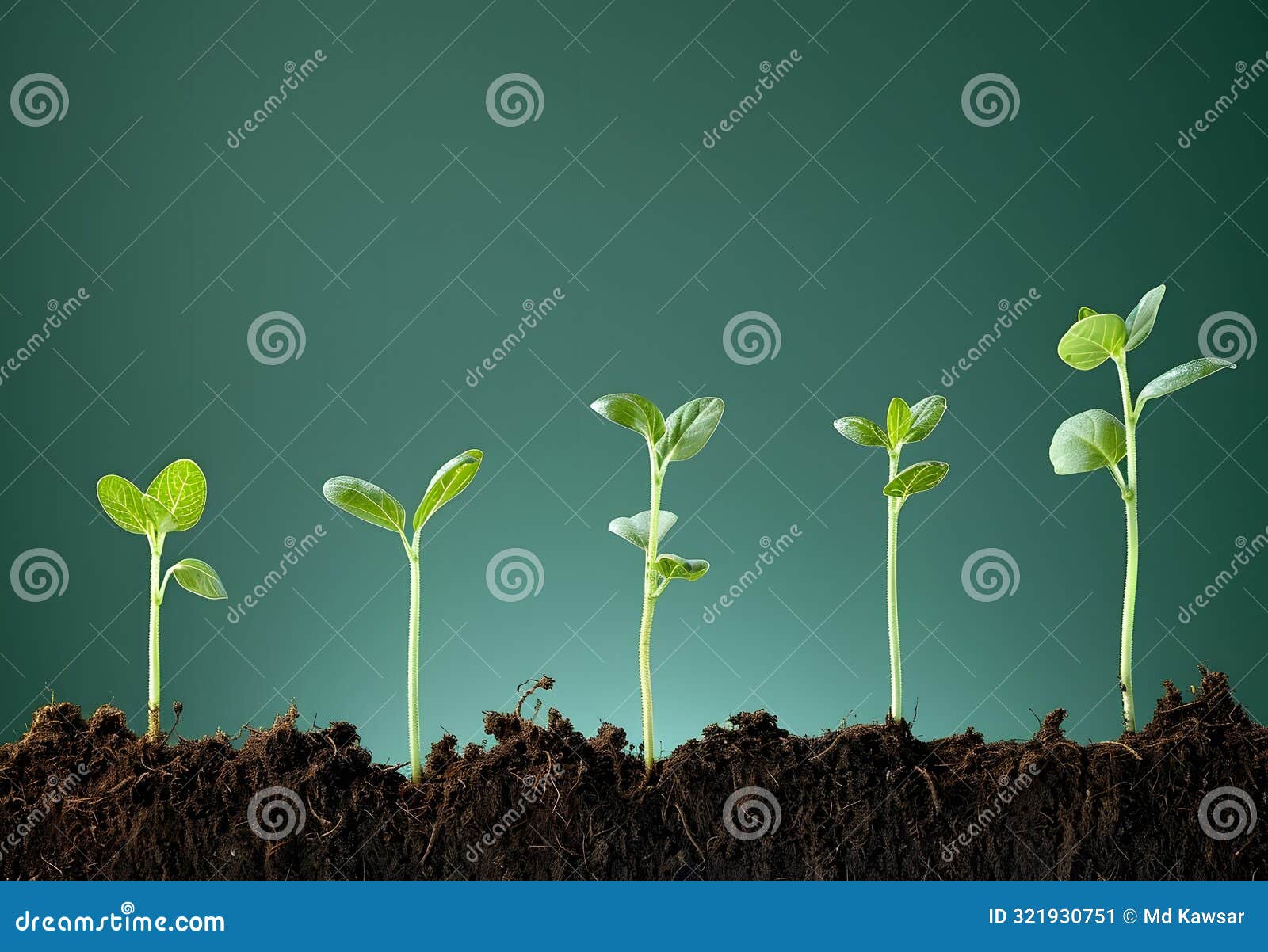 Seed Sprouting into Young Plants in Different Growth Stages Stock ...