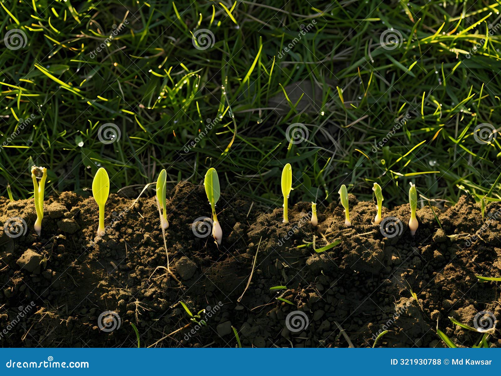 Seed Sprouting into Young Plants in Different Stages Stock Illustration ...