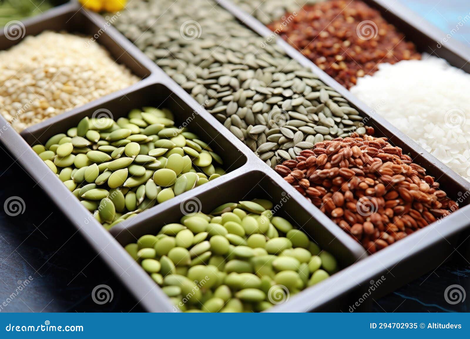 A Seed Tray Filled with Various Types of Seeds Stock Image - Image of ...