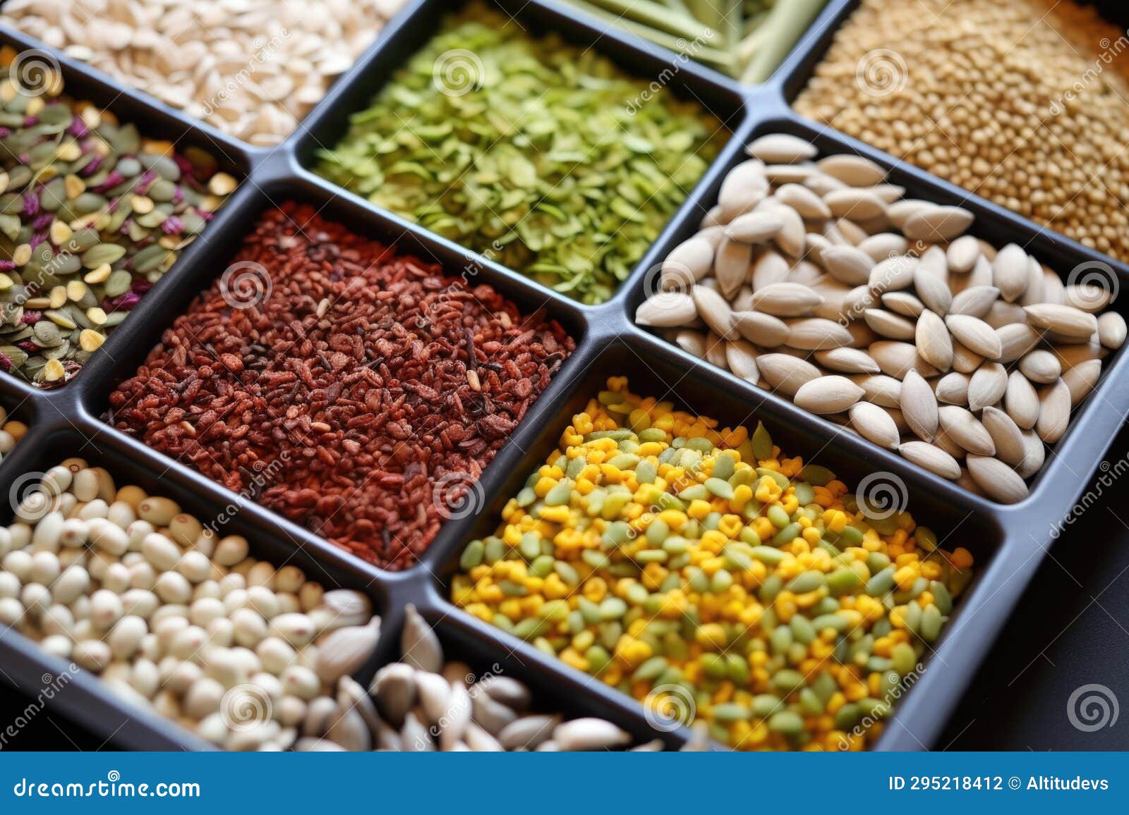 A Seed Tray Filled with Various Types of Seeds Stock Photo - Image of ...