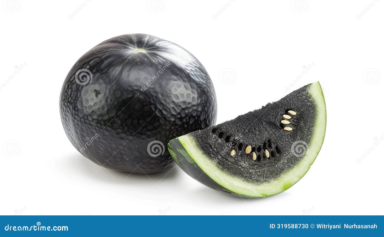 Seedless Black Watermelon Isolated on White Background. Generative Ai ...