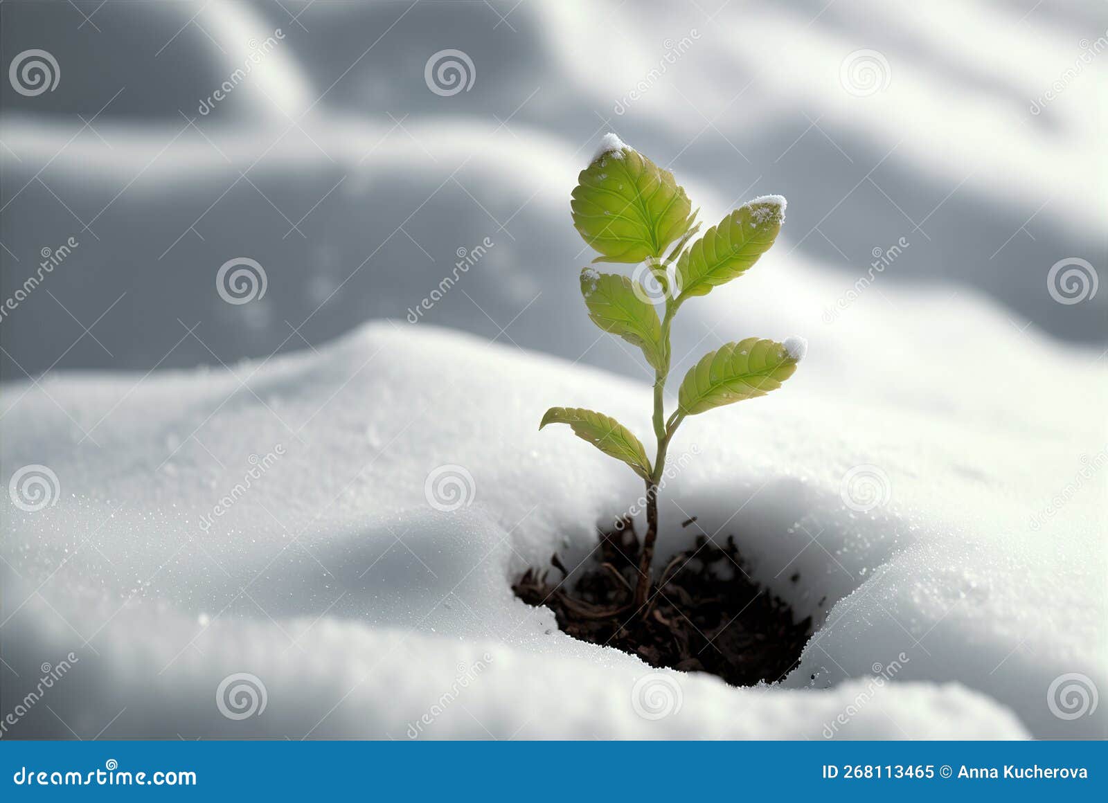 A Seedling Emerging through Snow, Symbolizing the Perseverance of Life ...