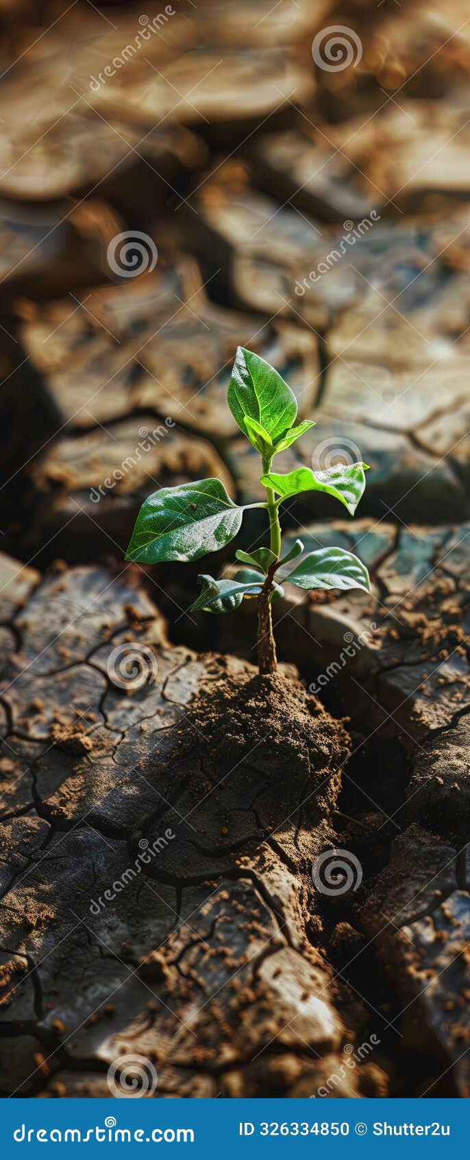 A Seedling Growing in Arid Soil Symbolizing Persistence and the Courage To Thrive in Adversity ...