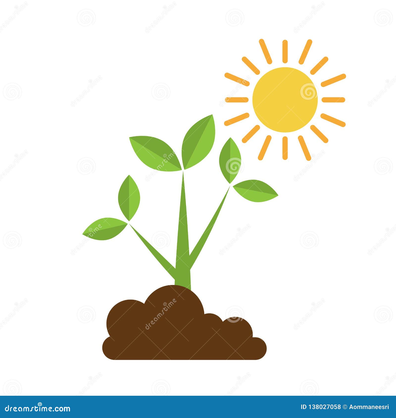 Seedling and Sun Icon Vector Stock Vector - Illustration of brown ...