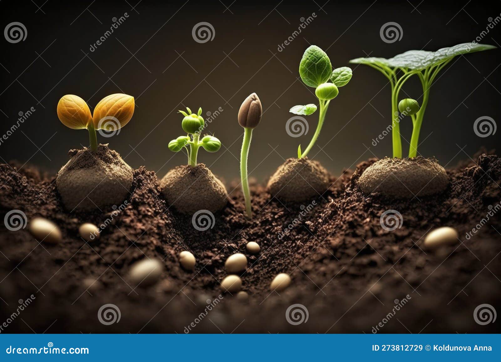 Seedlings Growing from the Ground. Germinating Seeds, Created with ...