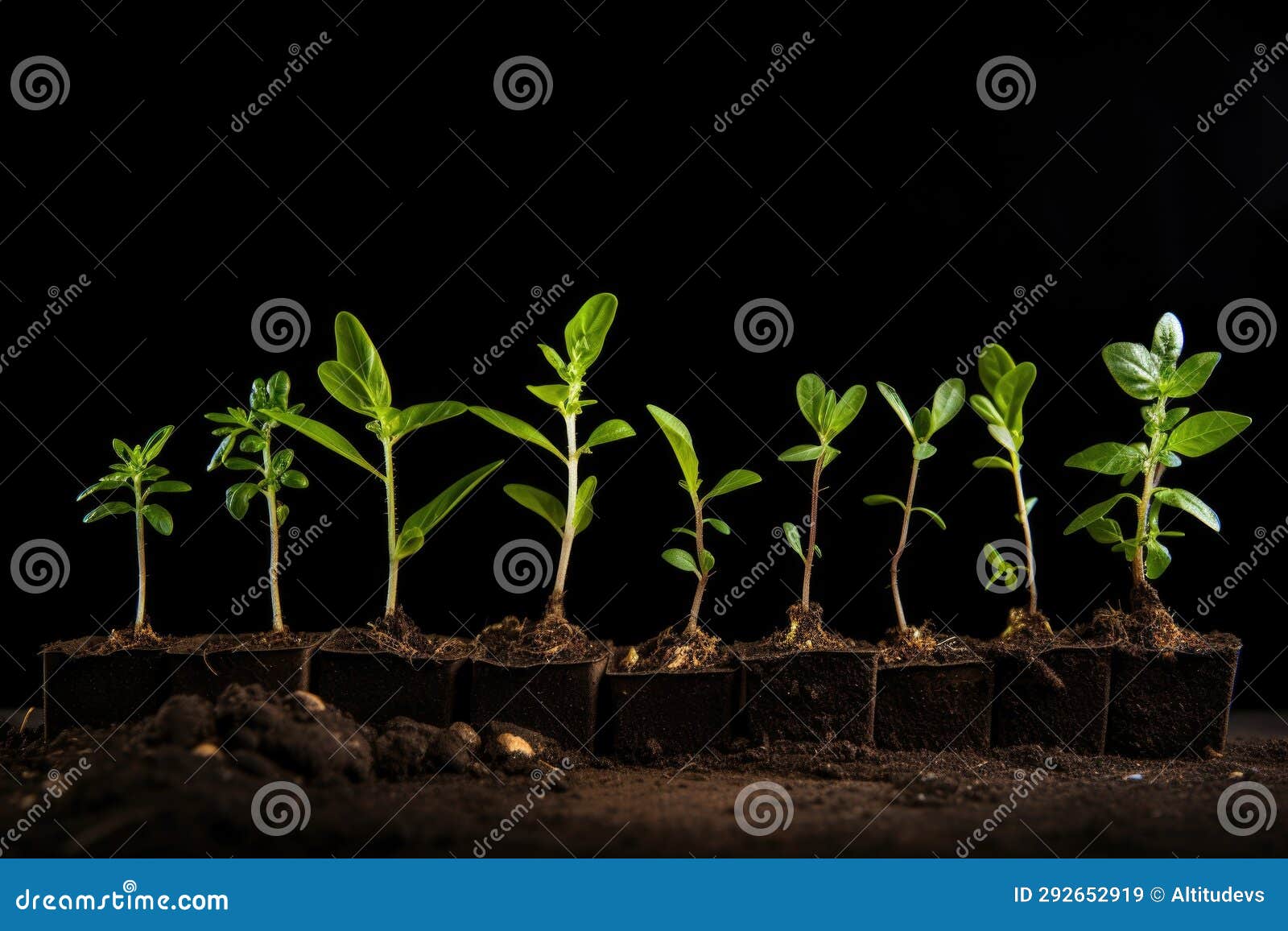 Seedlings Separated by Size Showing Development Stages Stock Image ...