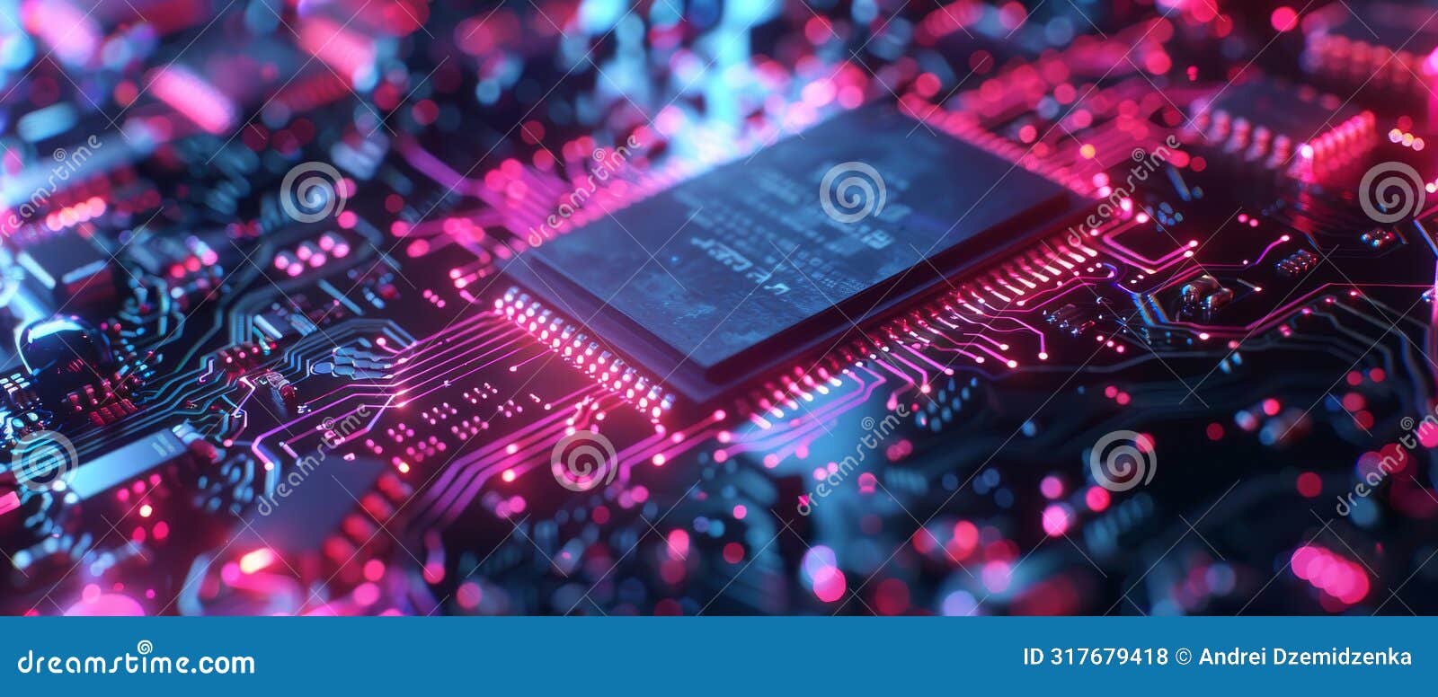 Seeing a Circuit Board CPU Processor Starting the Digitalization Process and Processing a Lot of ...