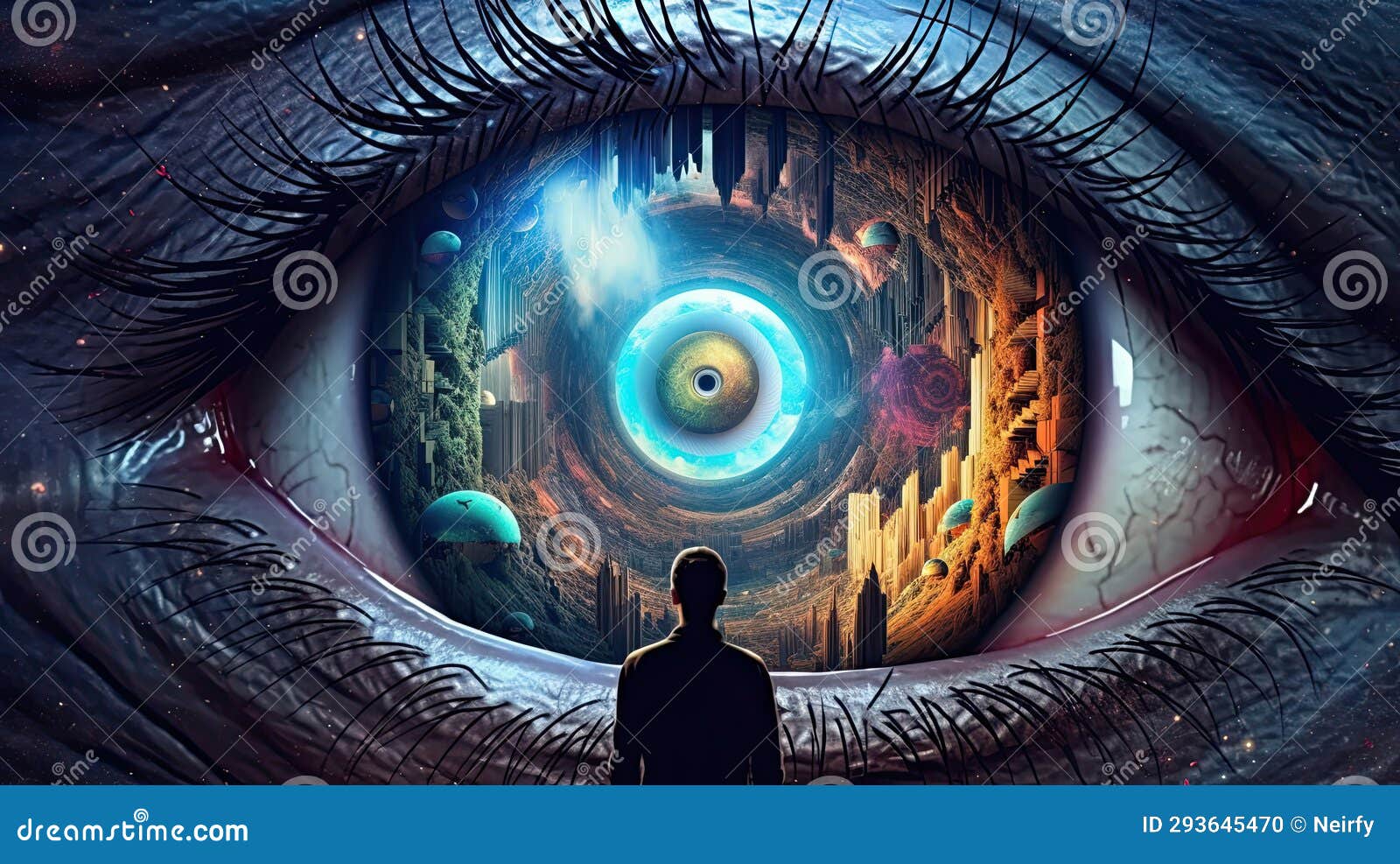 Seeing Multiverse of My Future in Your Eyes Stock Illustration ...