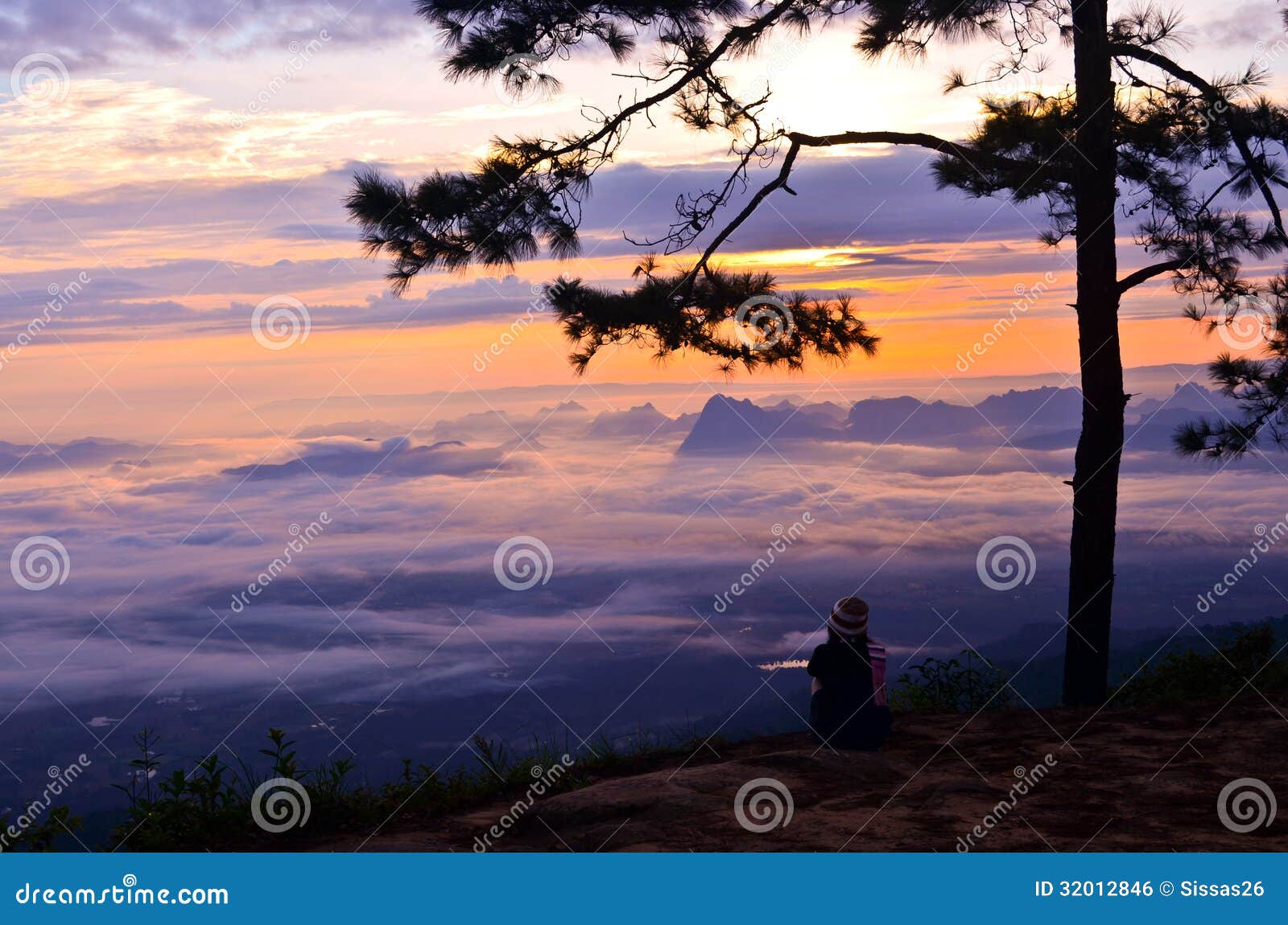 Seeing the sunrise stock photo. Image of foggy, cloud - 32012846