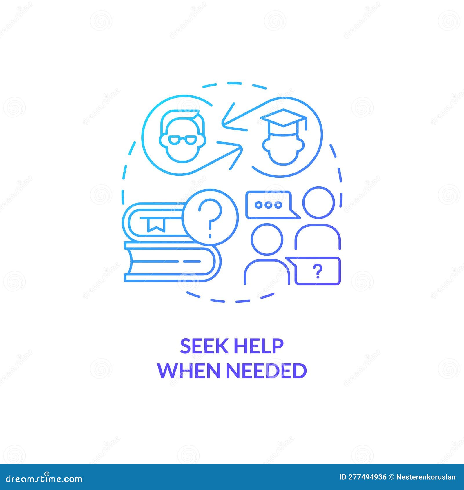 Seek Help when Needed Blue Gradient Concept Icon Stock Vector ...