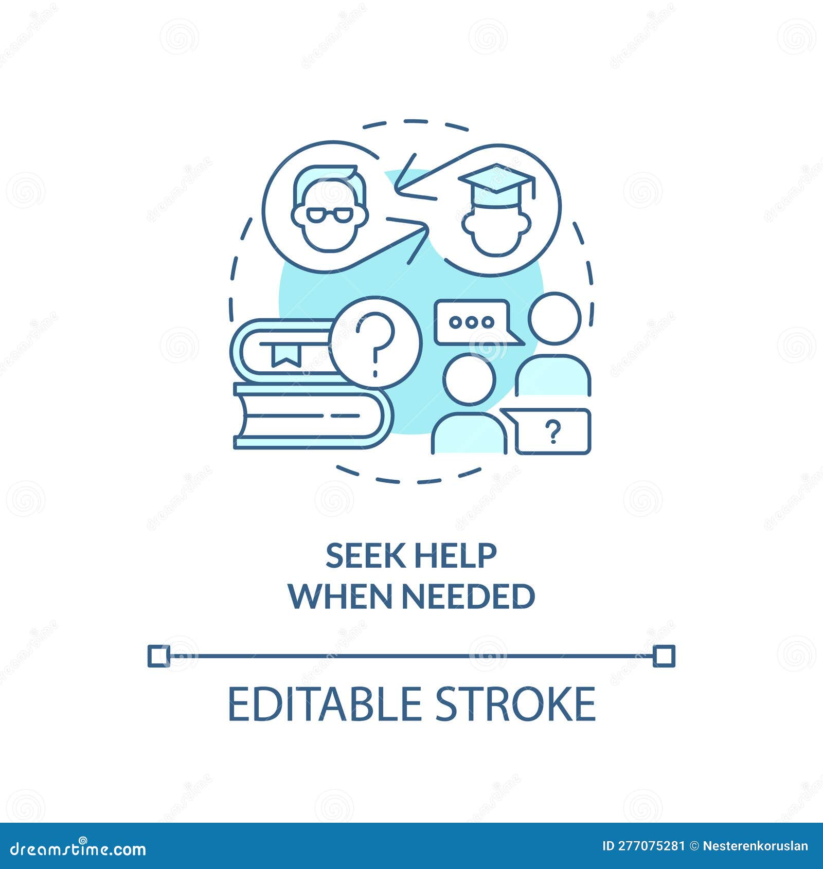Seek Help when Needed Turquoise Concept Icon Stock Vector ...