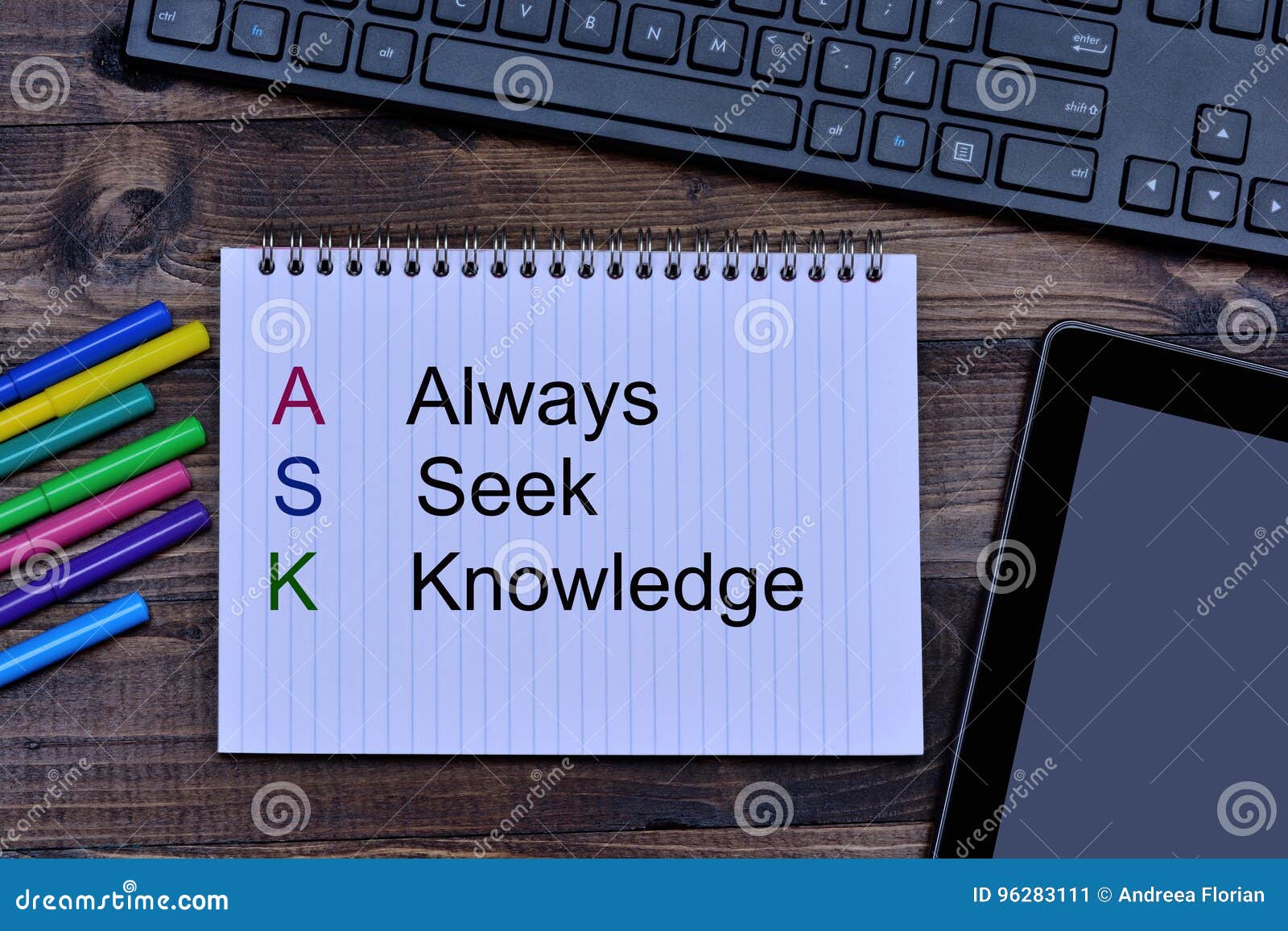Always Seek Knowledge Words on Notebook Stock Image - Image of achieve ...