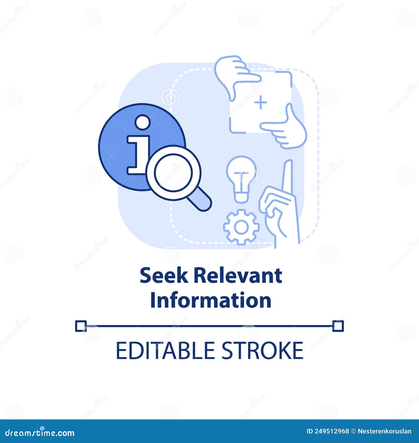 Seek Relevant Information Light Blue Concept Icon Stock Vector ...
