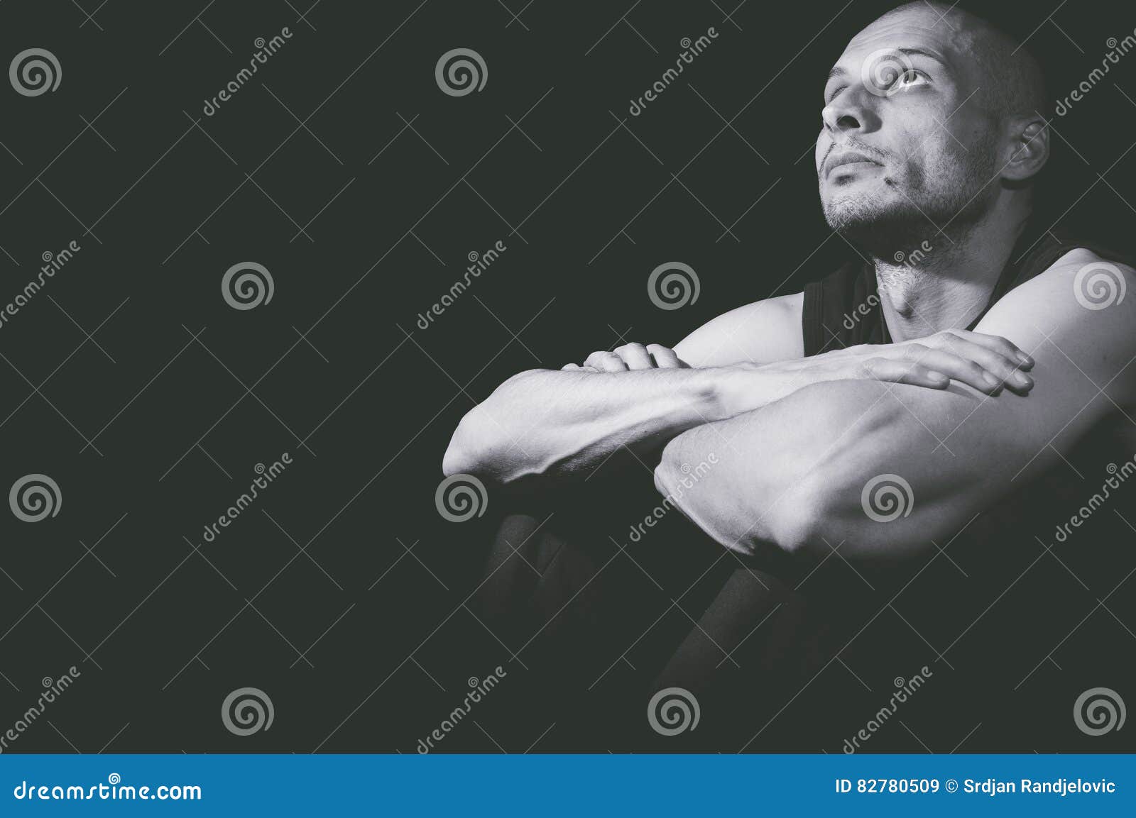 Seeking for God. Young Man Looking Above Stock Image - Image of human ...