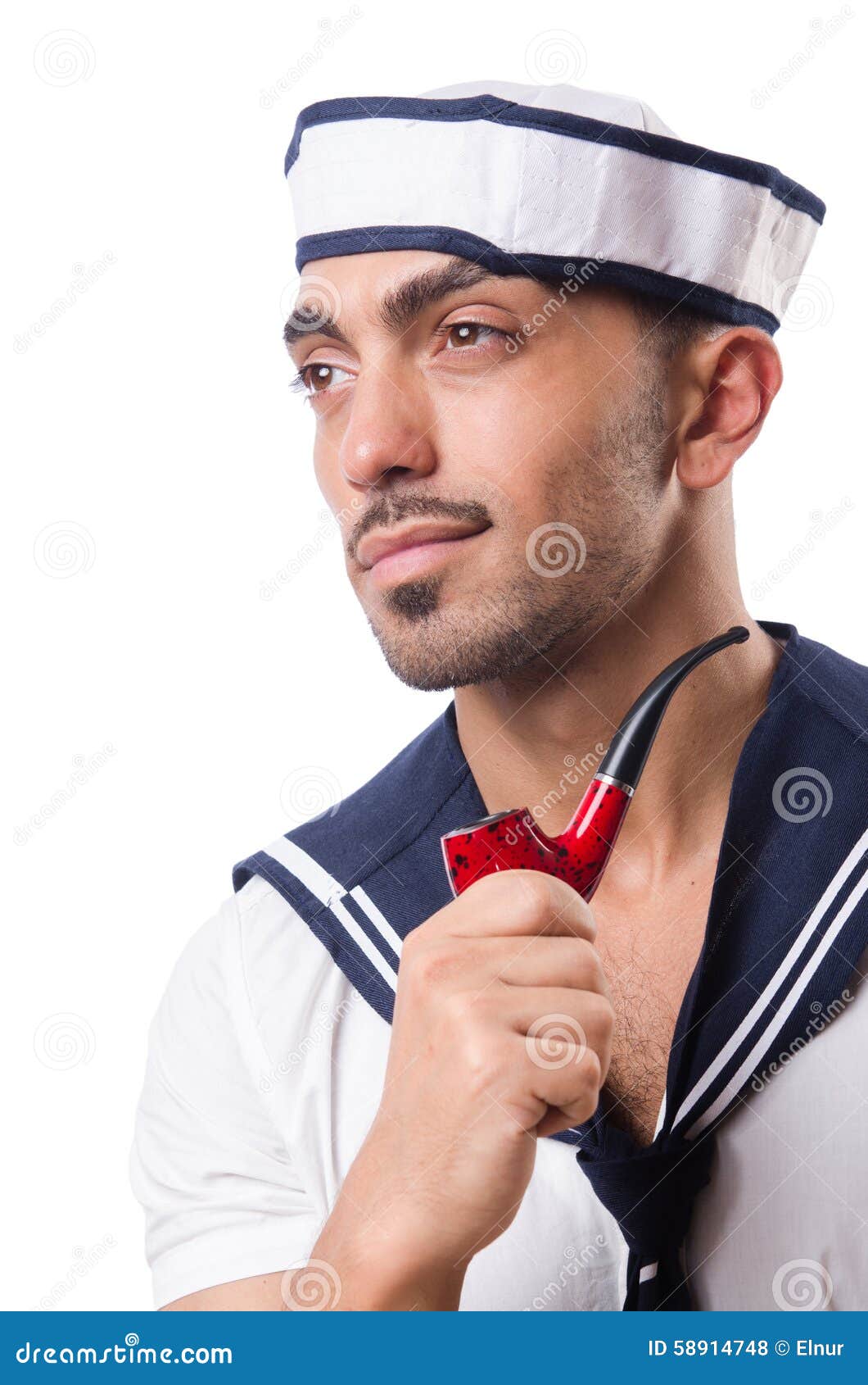 Seemann Mit Der Pfeife Lokalisiert Stockfoto - Bild von rohr ...