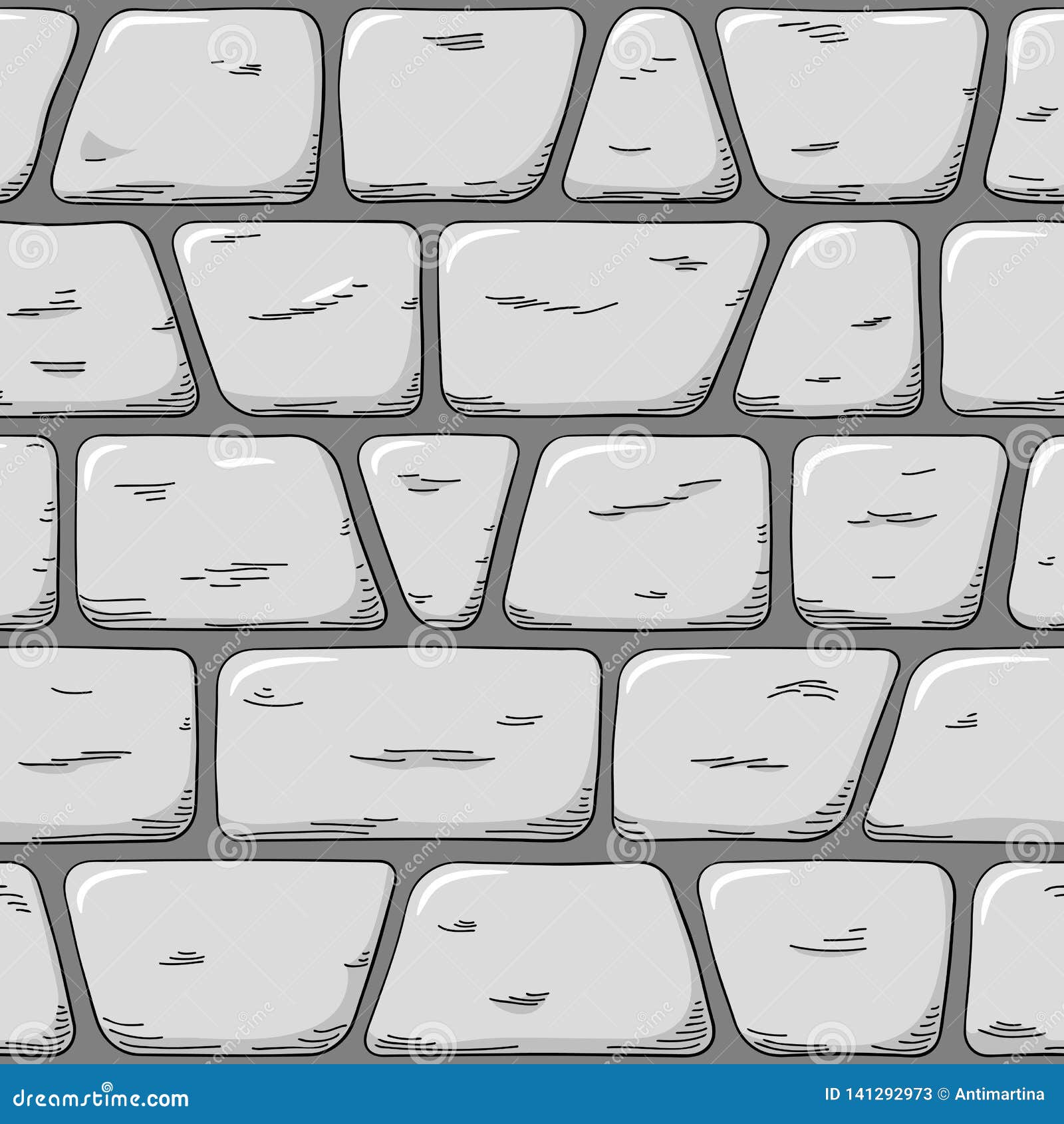 Seemless Hand Drawn Cartoon Wall Stock Vector - Illustration of ...