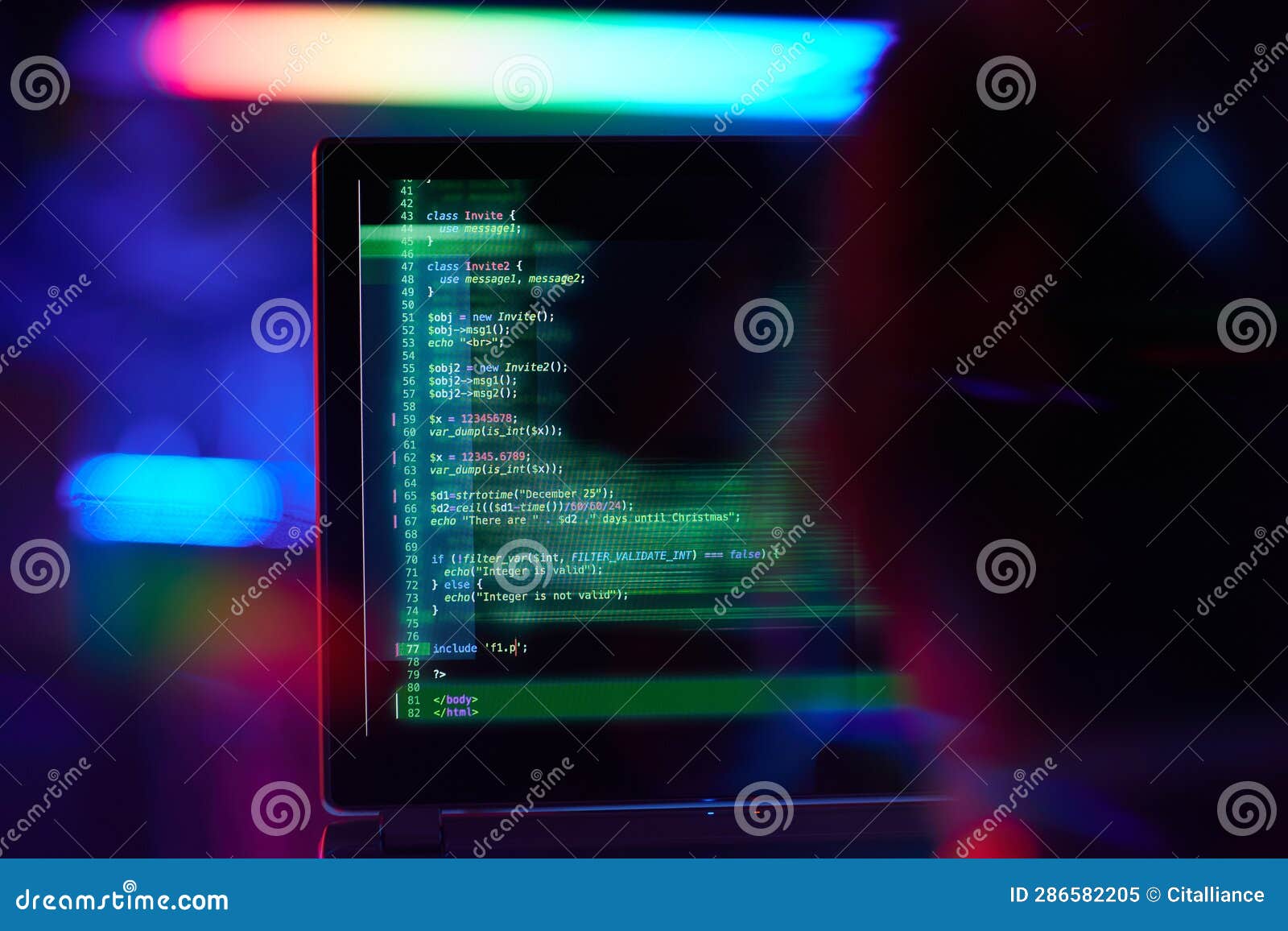 Seen from Behind Business Woman Coding Stock Image - Image of female ...