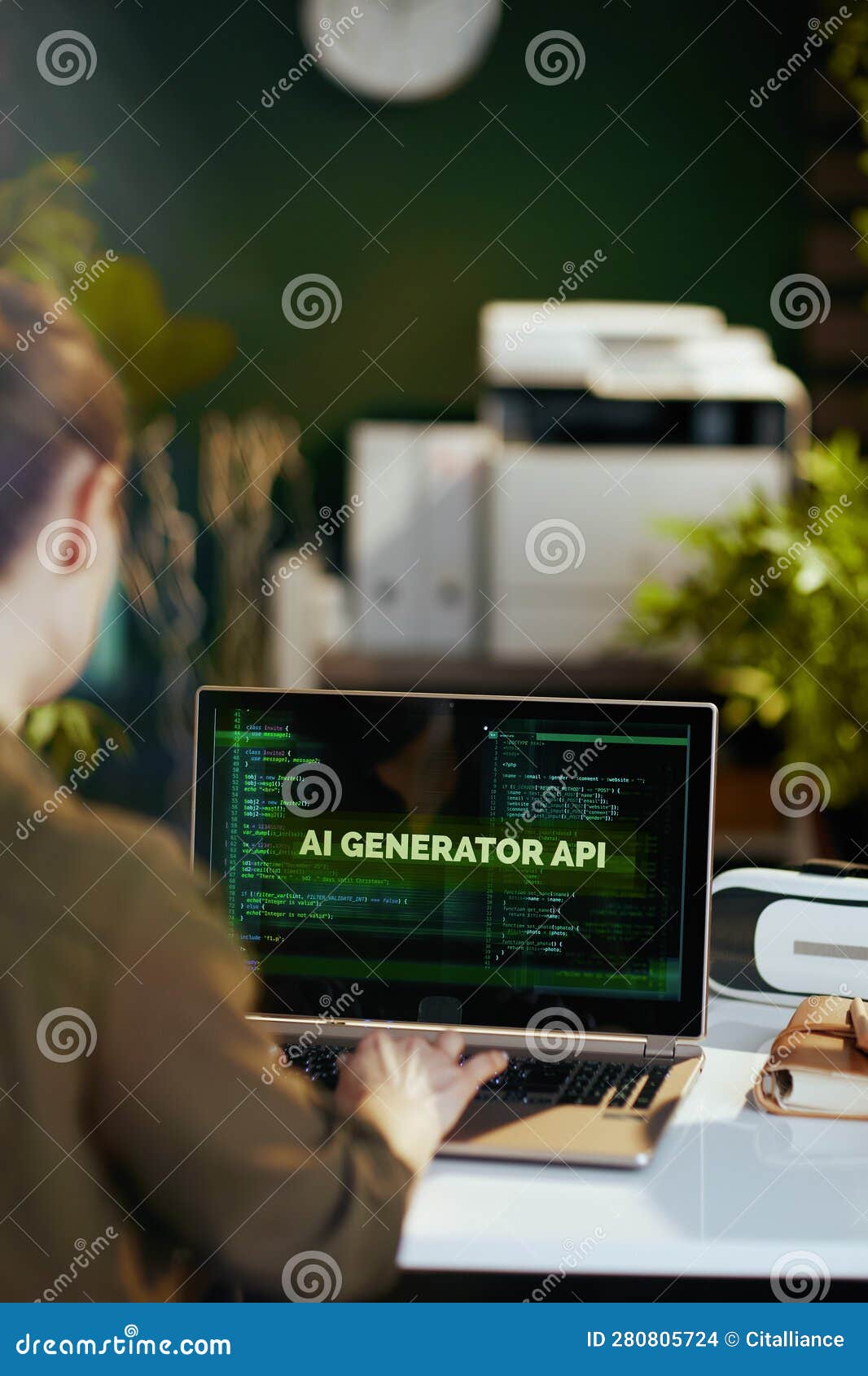Seen from Behind Woman Coding Stock Photo - Image of person, problem ...