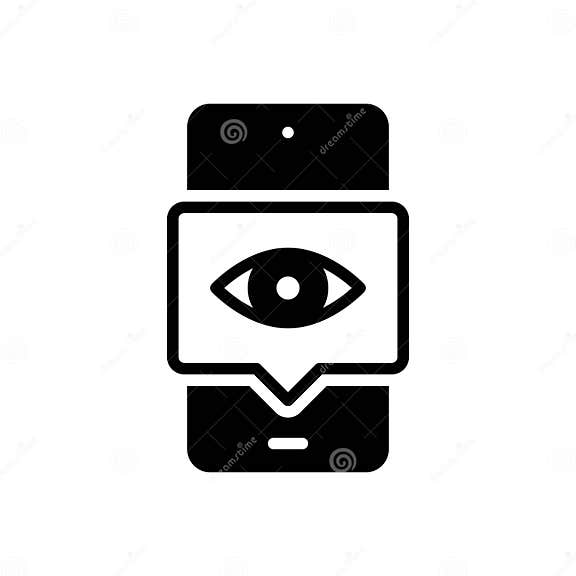 Black Solid Icon for Seen, View and Mobile Stock Illustration ...