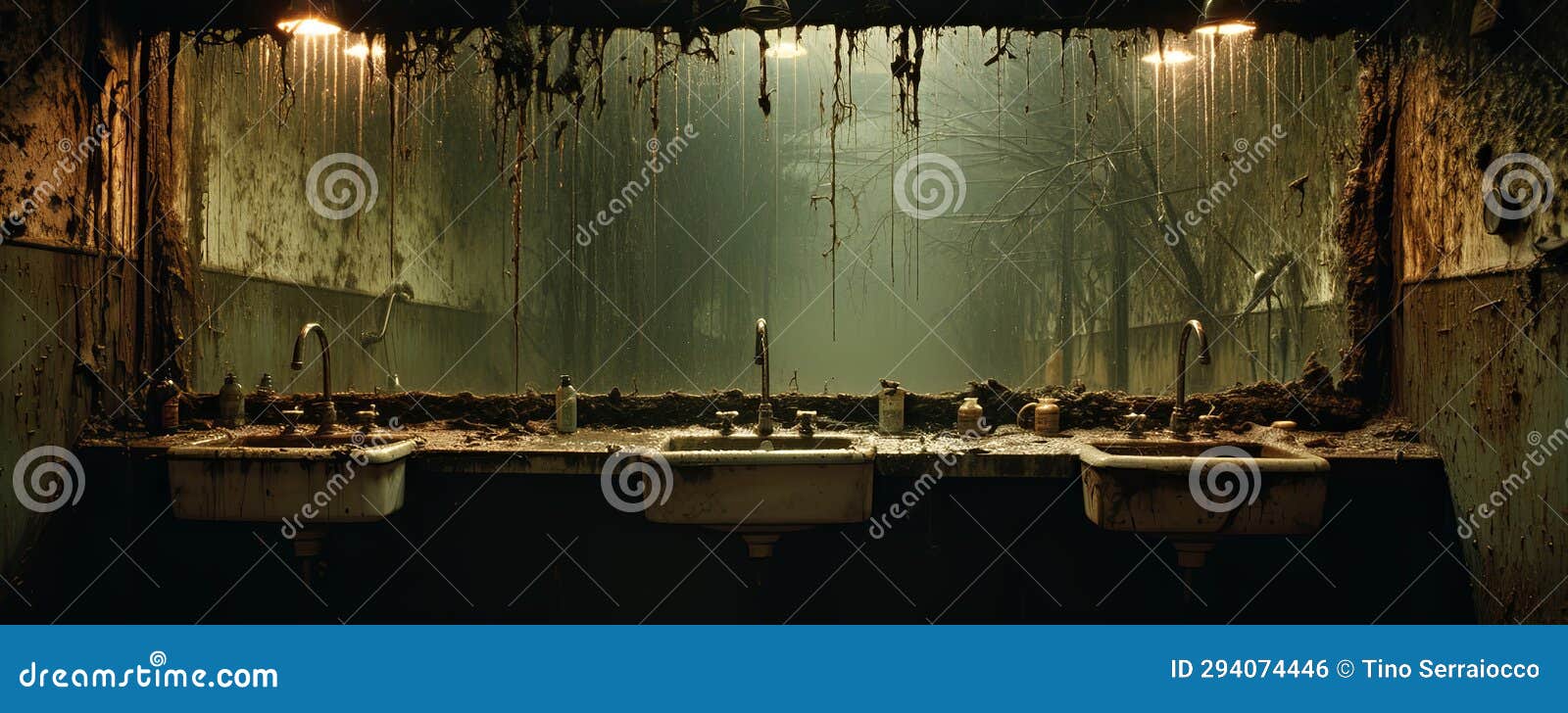 Seen through an Old Decayed Sink Mirror , Generated by AI Stock Photo ...