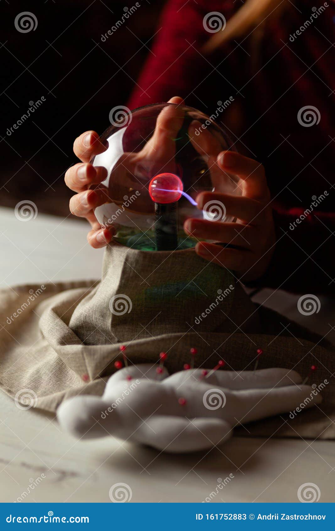 Seer with Magic Ball Performs Ritual. Psychic Vision, Fortune Teller ...