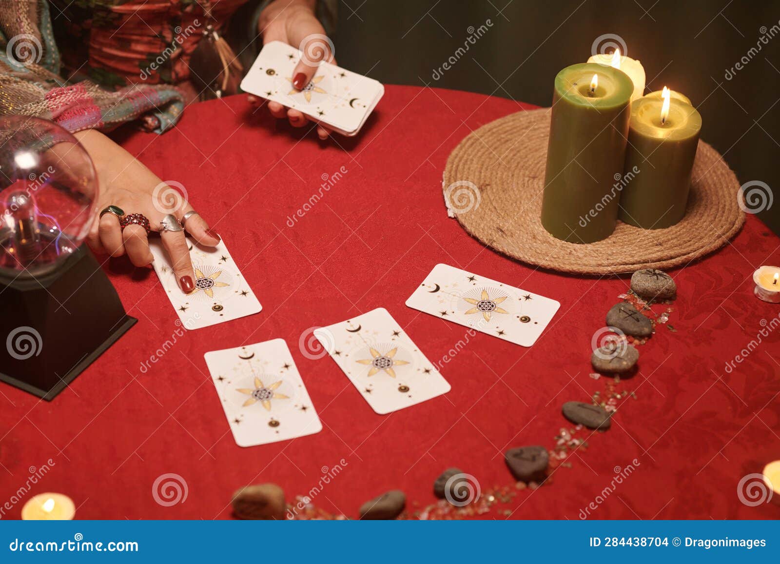 Seer Reading Tarot Cards on Table Stock Photo - Image of occult ...
