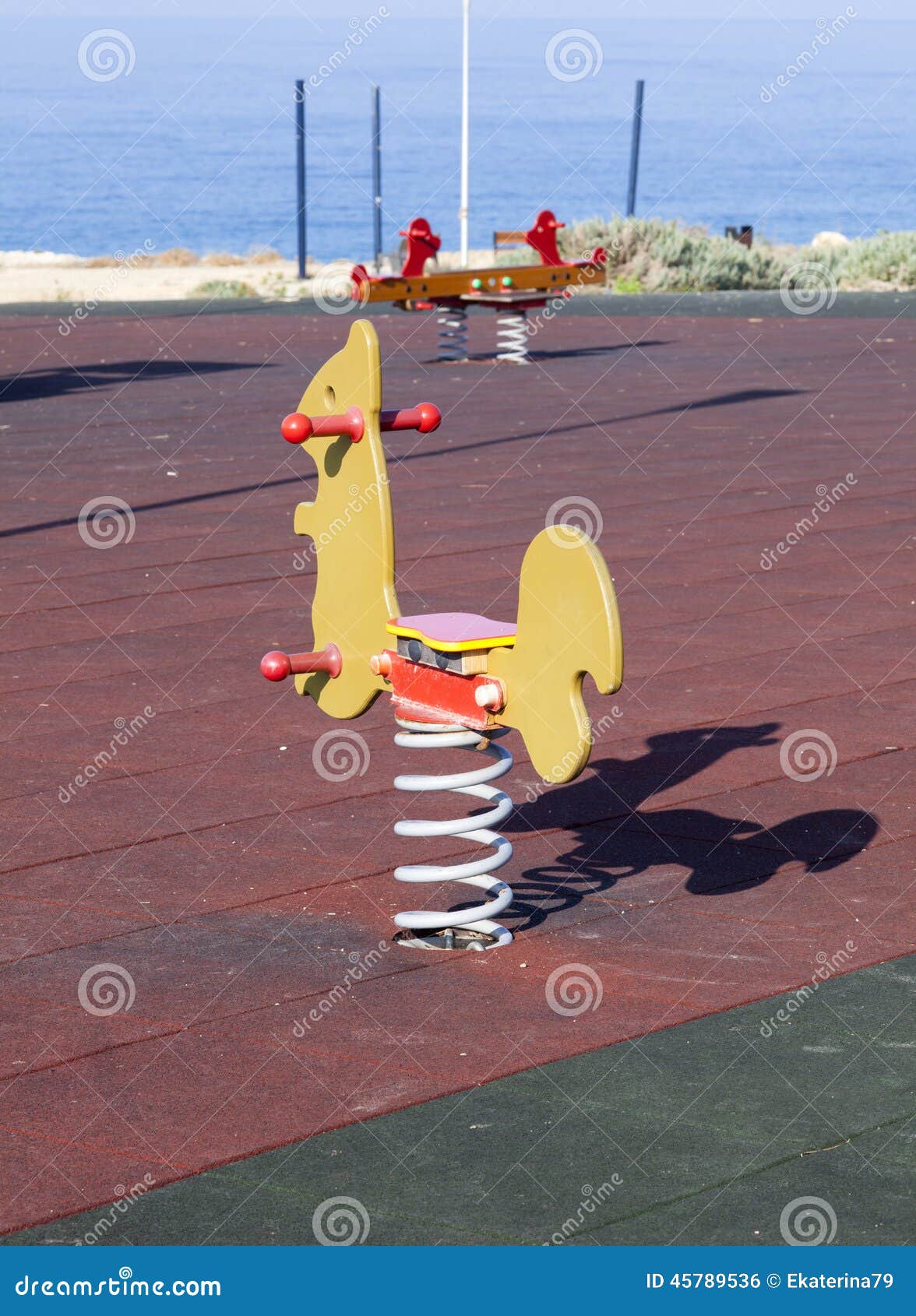 Seesaws on Playground by the Sea Stock Photo - Image of sunlight ...