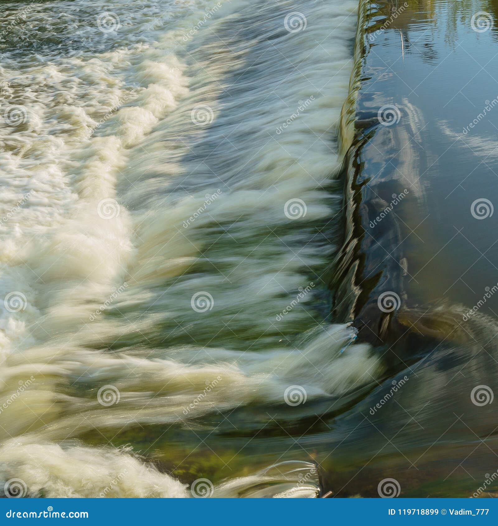 Seething Water with Foam, Threshold on the River Stock Image - Image of ...