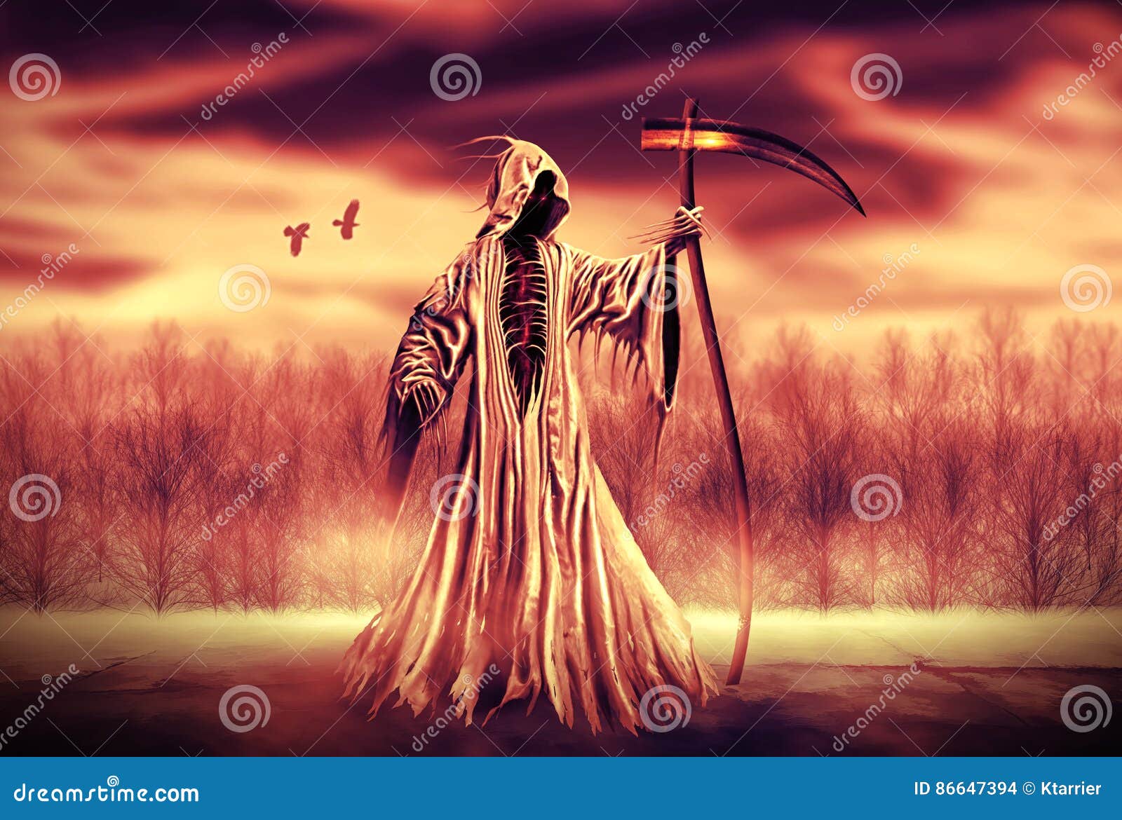 Segador severo stock de ilustración. Ilustración de miedo - 86647394