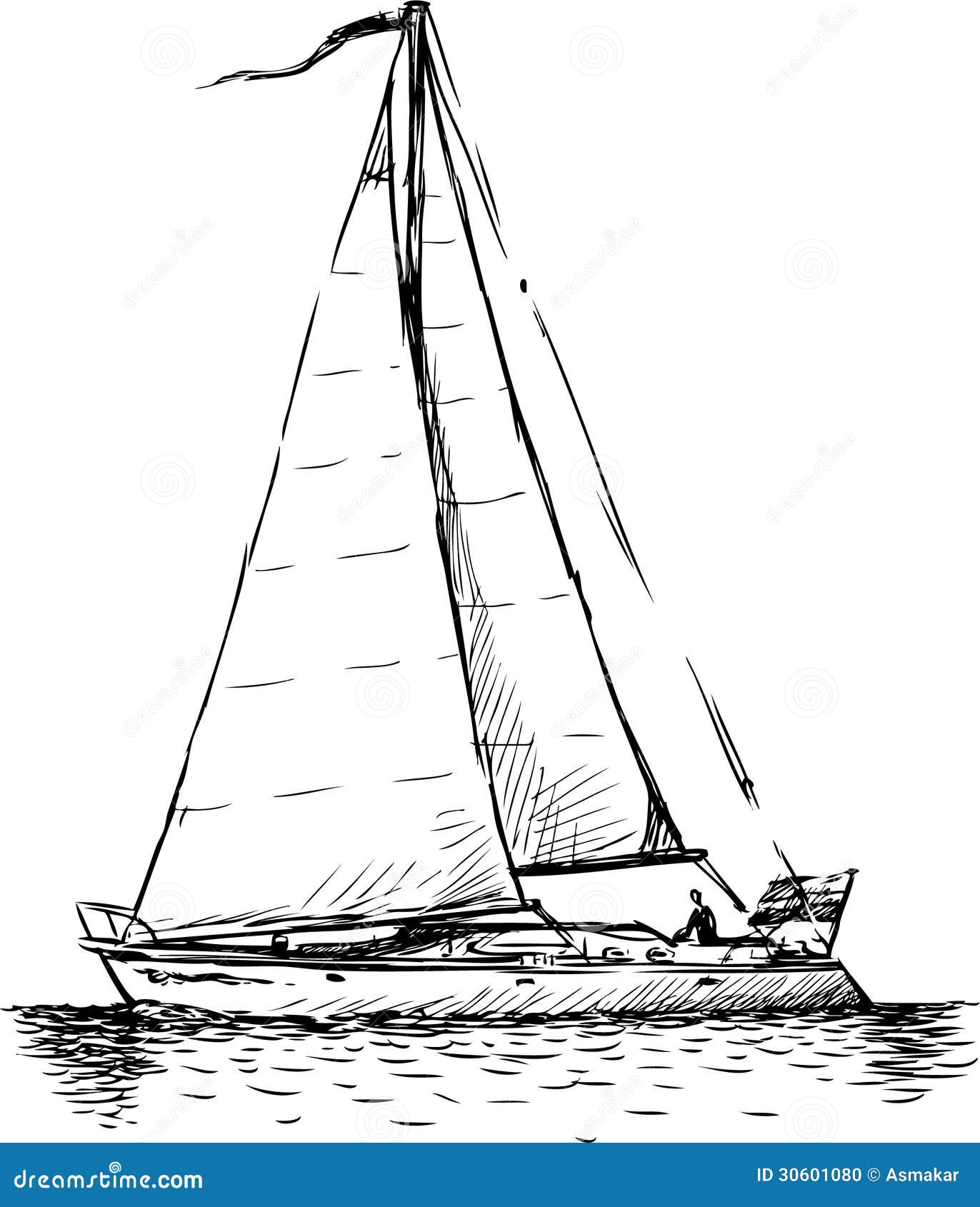 Segelboot vektor abbildung. Illustration von erholung - 30601080