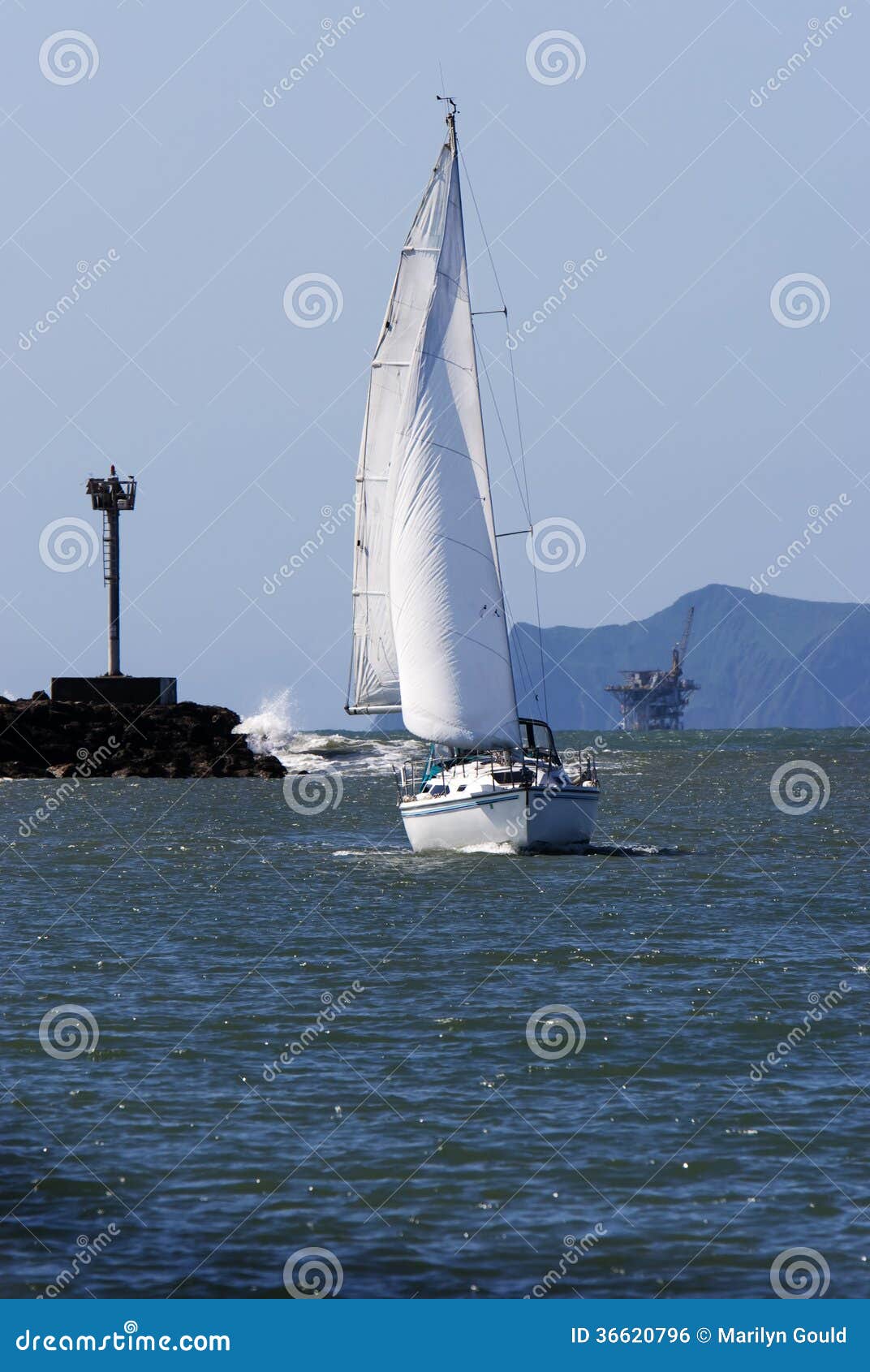 Segelboot-Bohrinsel Anacapa-Insel Stockfoto - Bild von führung, hafen ...
