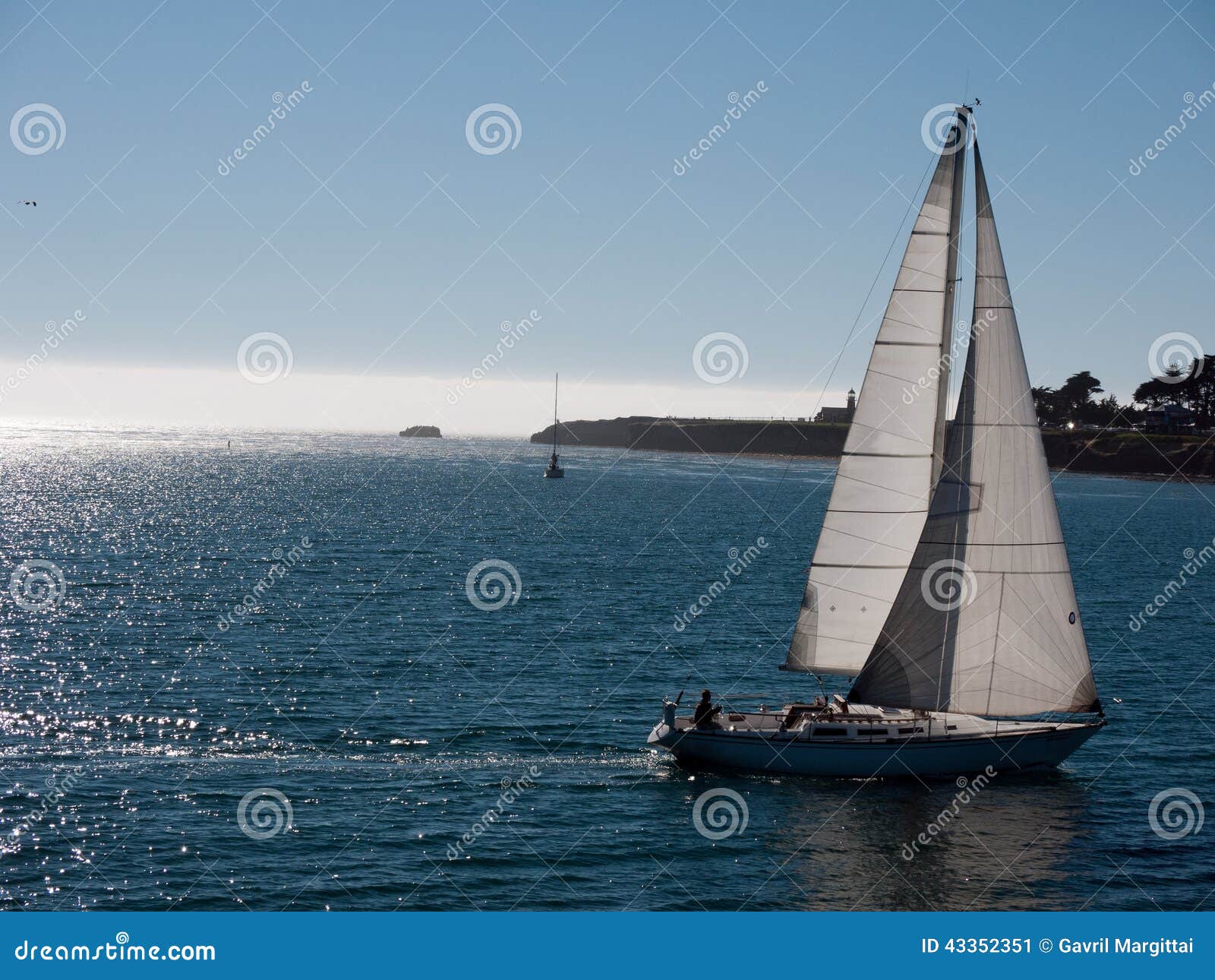 Segelboot, Das Auf Ruhigem Meer Gleitet Stockbild - Bild von ...