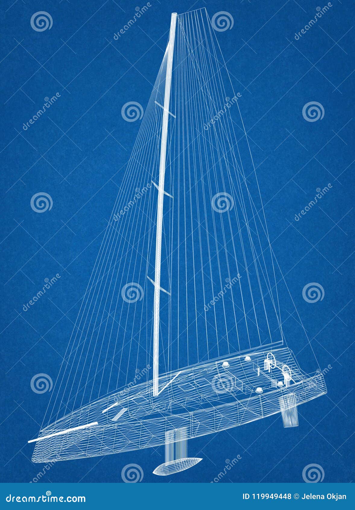 Segelboot-Design - Architekt Blueprint Stockfoto - Bild von reise ...